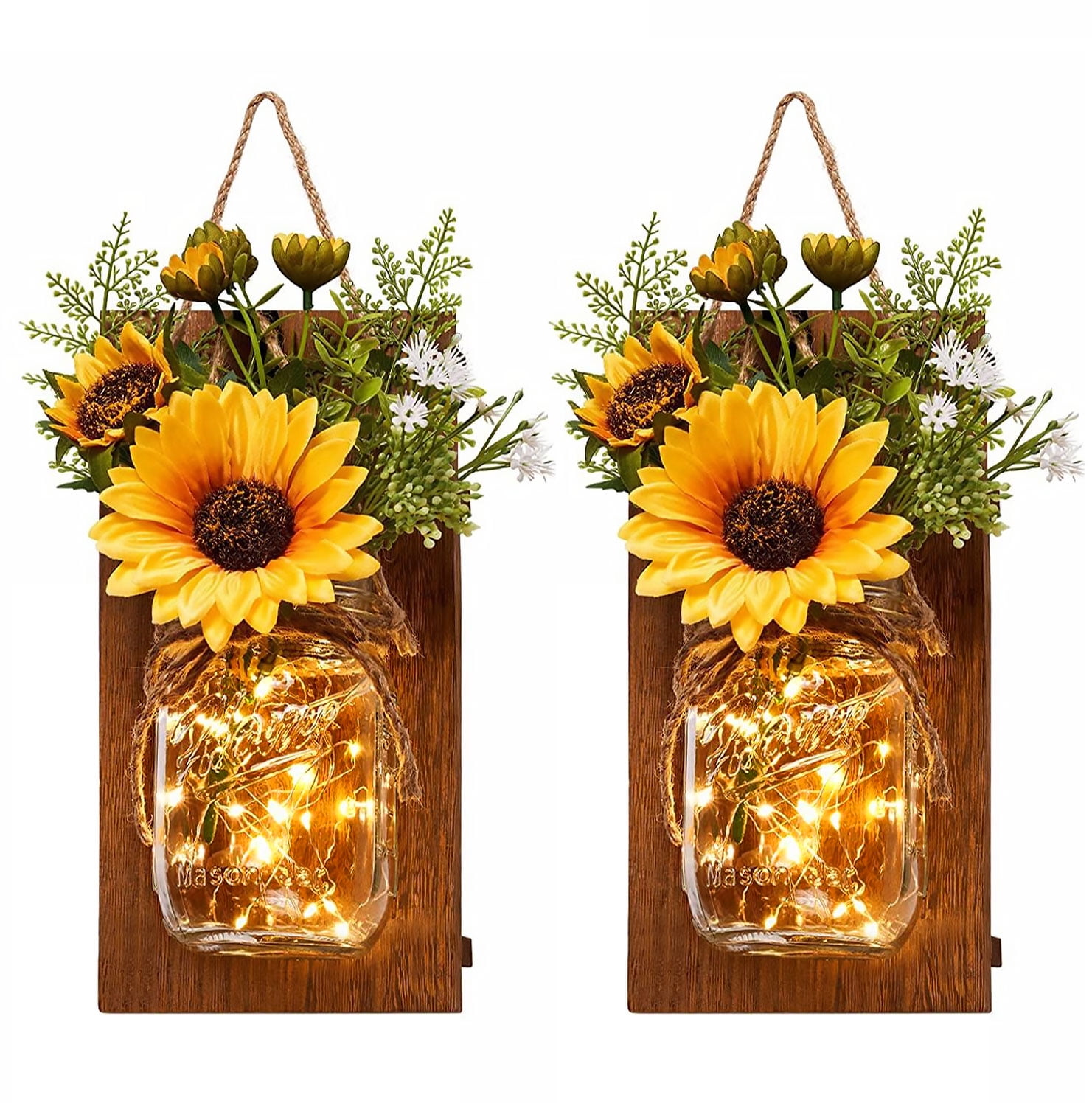 Rirool Sunflower Mason Jar Lights, Rustic Decor for Home, Dining ...