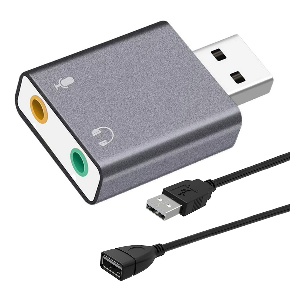 Rirool Usb Audio External Stereo Sound Adapter 35mm Headphone And Microphone Jack Compatible