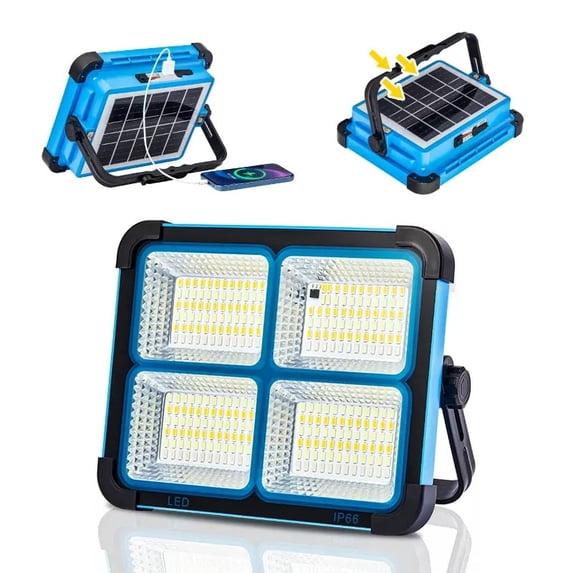 Rirozkan Solar Rechargeable LED Floodlight, 288 Beads, 3 Modes, IP66 ...