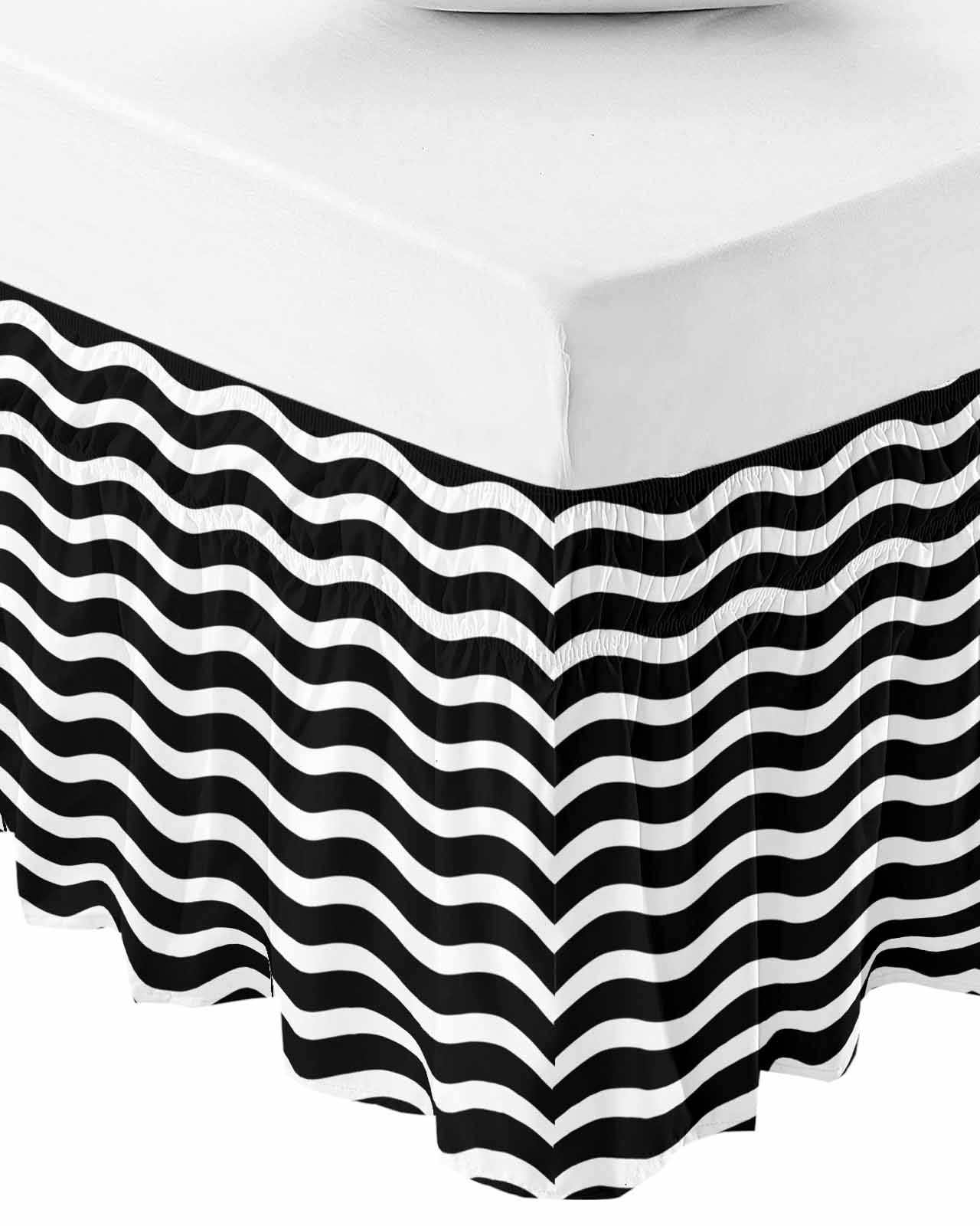 RisQiten Black Moire Ombre Bed Skirt Queen Size 18 Inch Drop ...