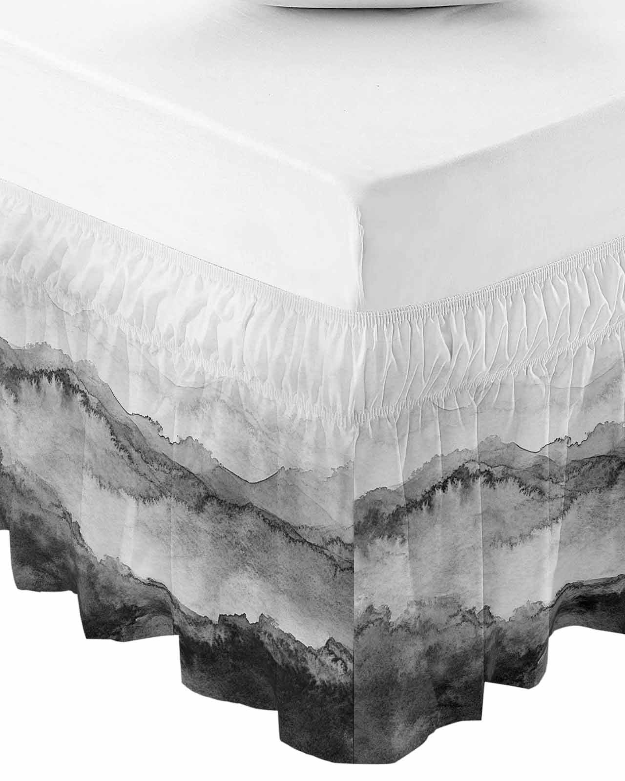 RisQiten Black Ombre Mountain Bed Skirt Queen Size 18 Inch Drop ...