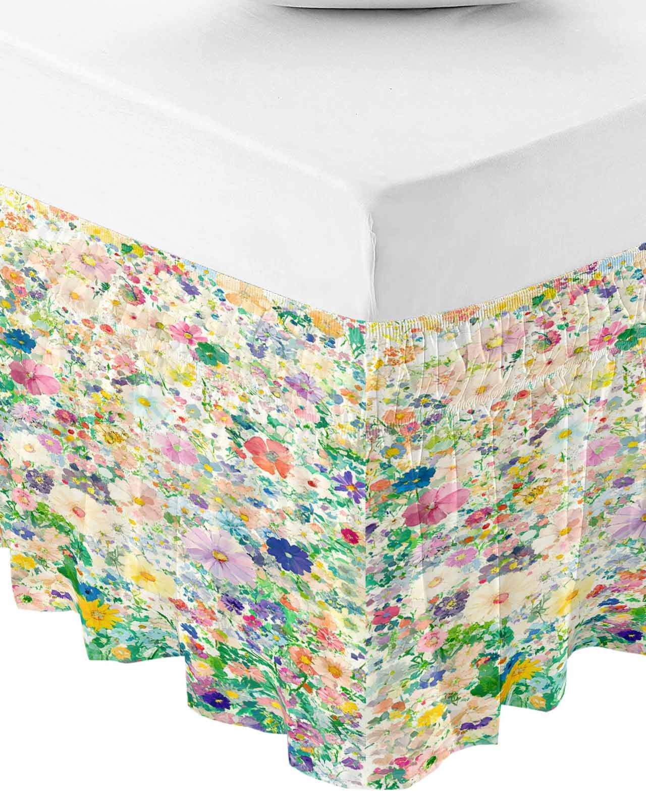 RisQiten Emerging Blossoms Pattern Bed Skirt King Size 18 Inch Drop ...