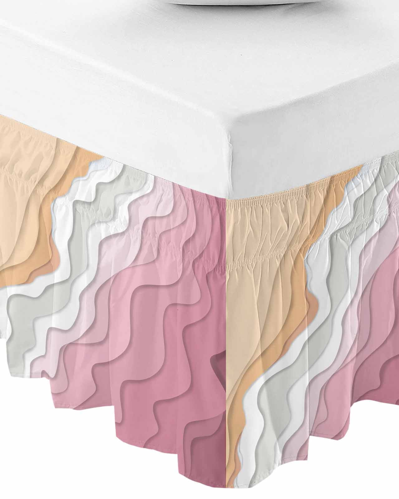 RisQiten Pink Coastal Beach Bed Skirt Queen Size 18 Inch Drop ...