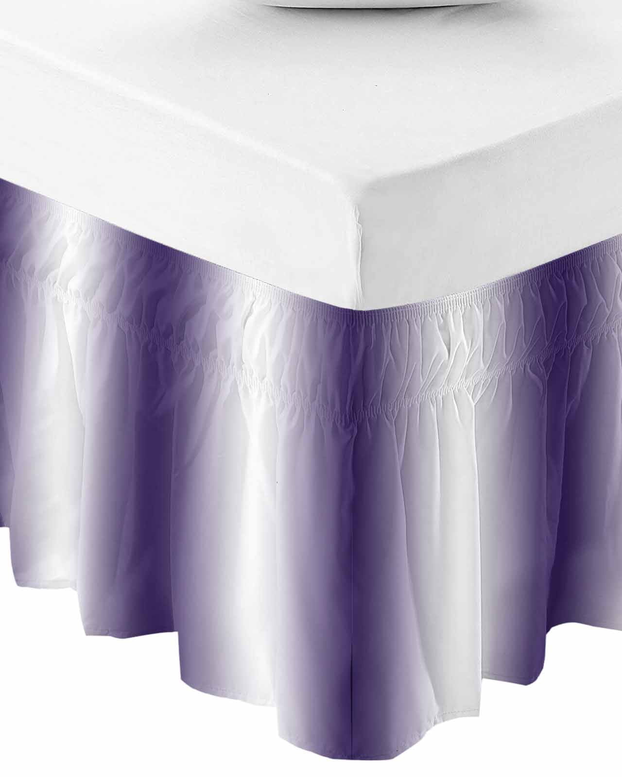 RisQiten Purple White Ombre Bed Skirt Queen Size 16 Inch Drop, Elastic ...