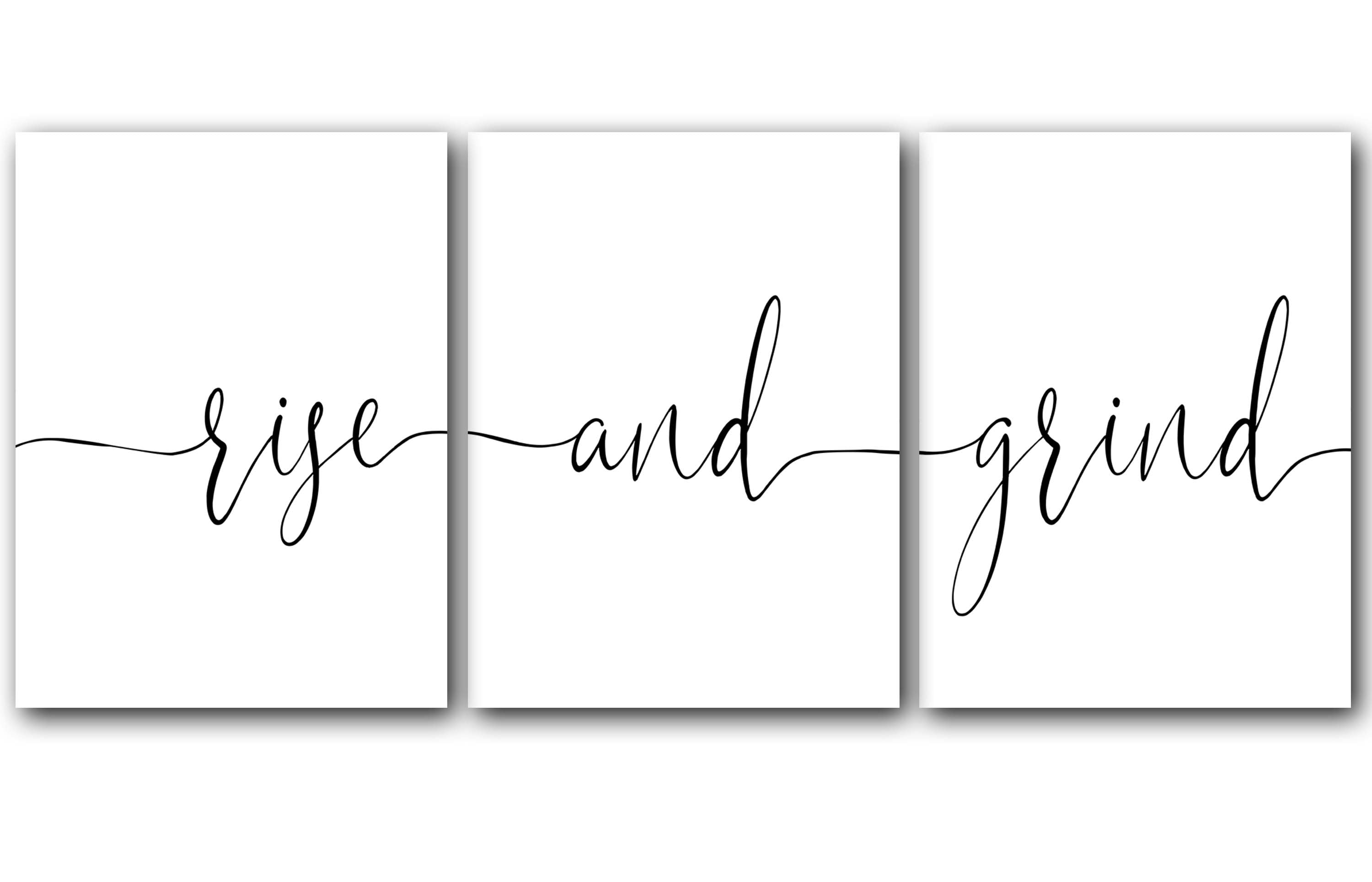 Rise And Grind, Set of 3 Poster Prints, Home Wall Décor, Motivational ...
