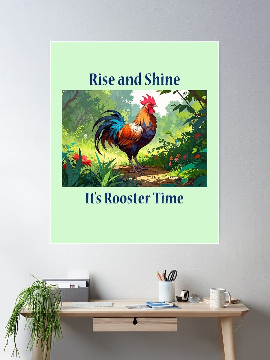 Rise And Shine It'S Rooster Time Chickens Poster Wall Art, Modern Wall ...
