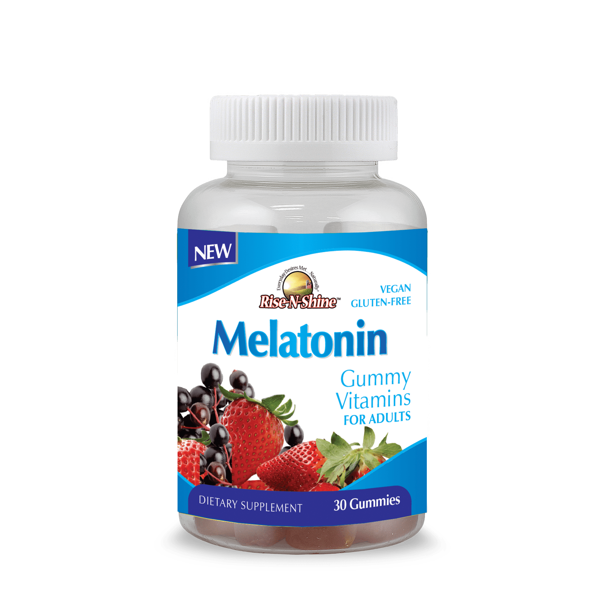 Rise-N-Shine Melatonin Gummies, Strawberry Flavored, Sleep Supplement ...