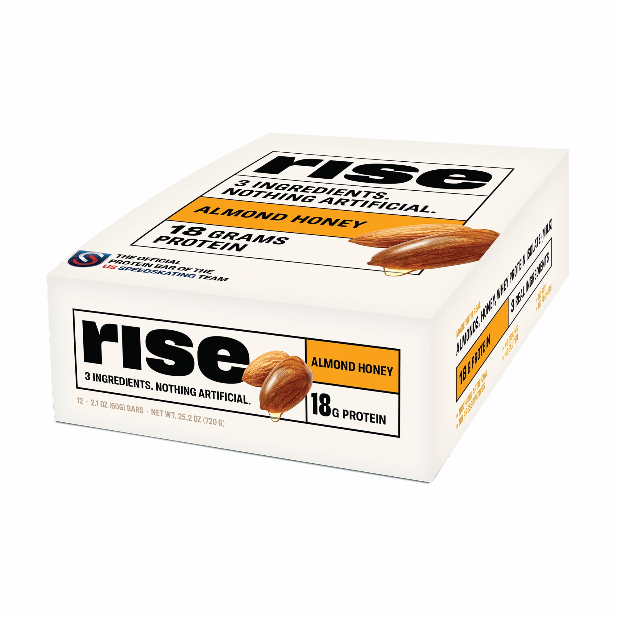 RISE Rise Whey Protein Bars - Almond Honey, Gluten-Free, 18g Protein ...