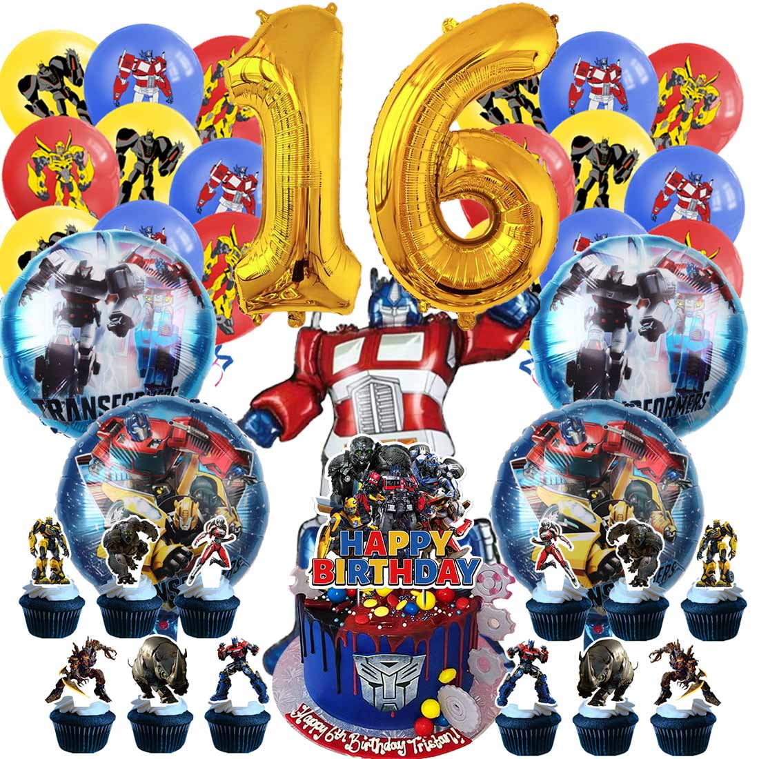Rise of the Beasts Party Supplies 16th Decor Kit Balloons Birthday Cake Topper Decorations ...