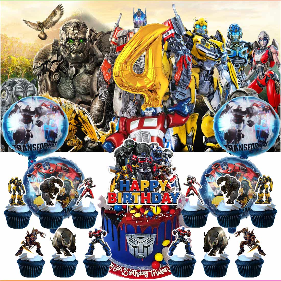 Rise of the Beasts Party Supplies Decor 4th Kit Balloons Birthday Cake ...
