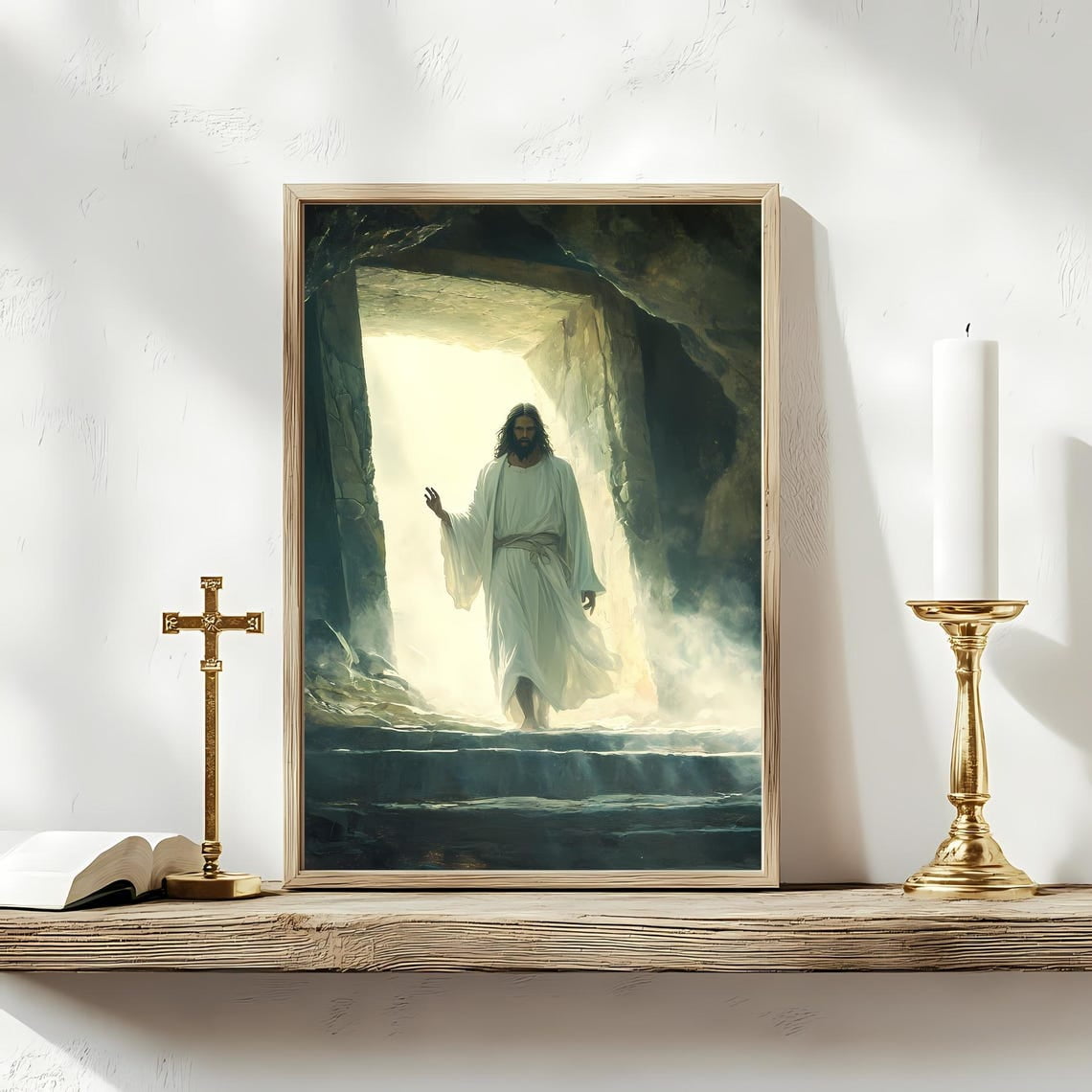 He Is Risen Art, Jesus Resurrection Print, Empty Tomb Christian Wall ...