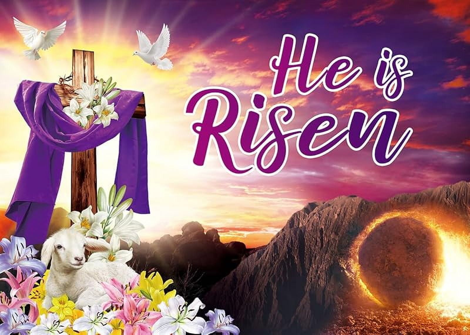 He is Risen Backdrop Happy Easter Day Decorations Easter Jesus Backdrop ...