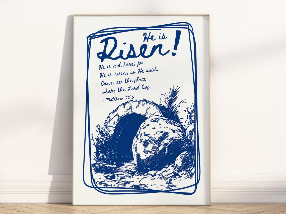 He Is Risen Bible Verse Wall Art, Matthew 28:6 Jesus Empty Tomb ...