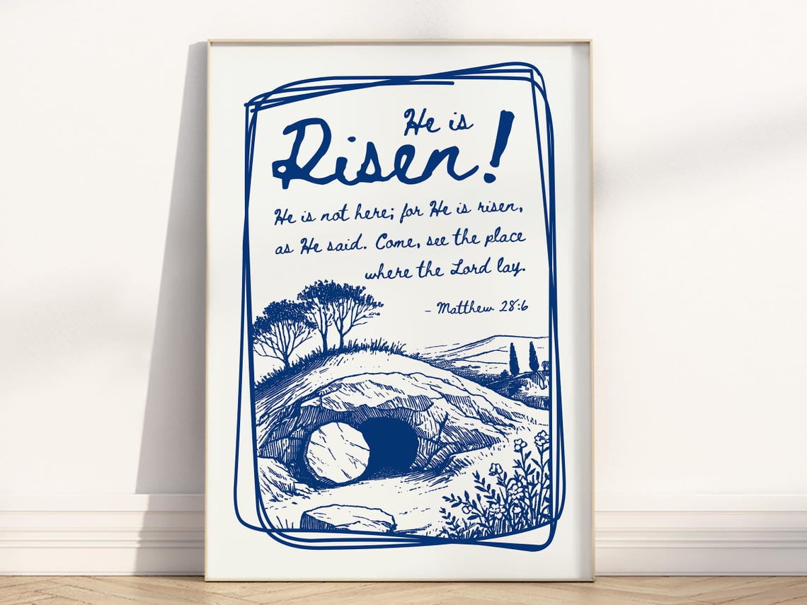 He Is Risen Bible Verse Wall Art, Matthew 28:6 Jesus Empty Tomb ...