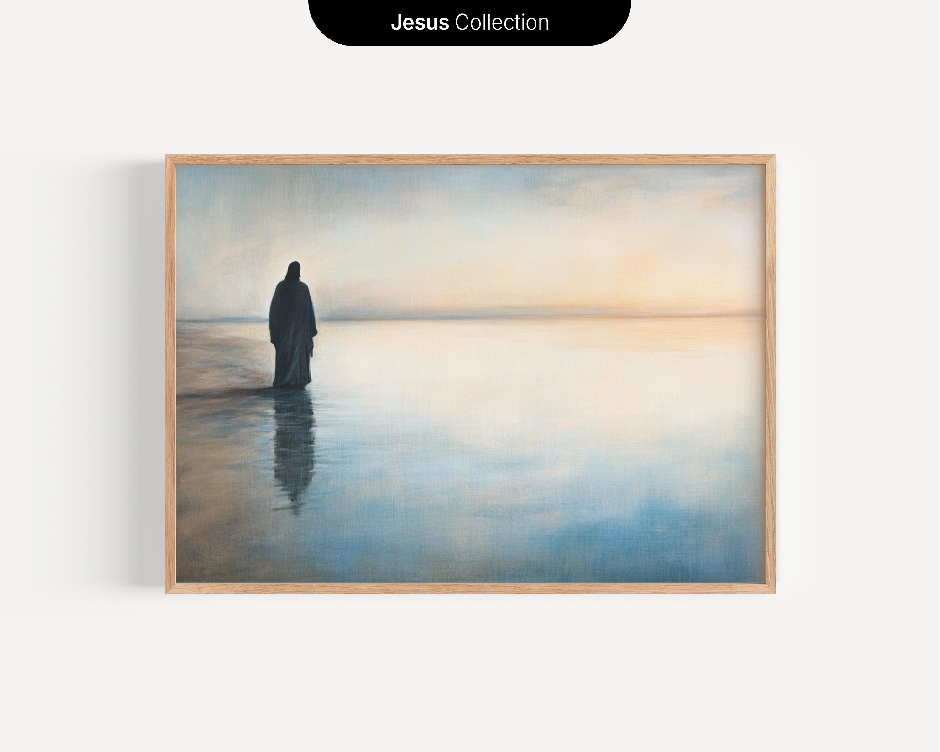 Risen Christ At Dawn, Jesus On Shoreline, Minimalist, Christian Wall ...