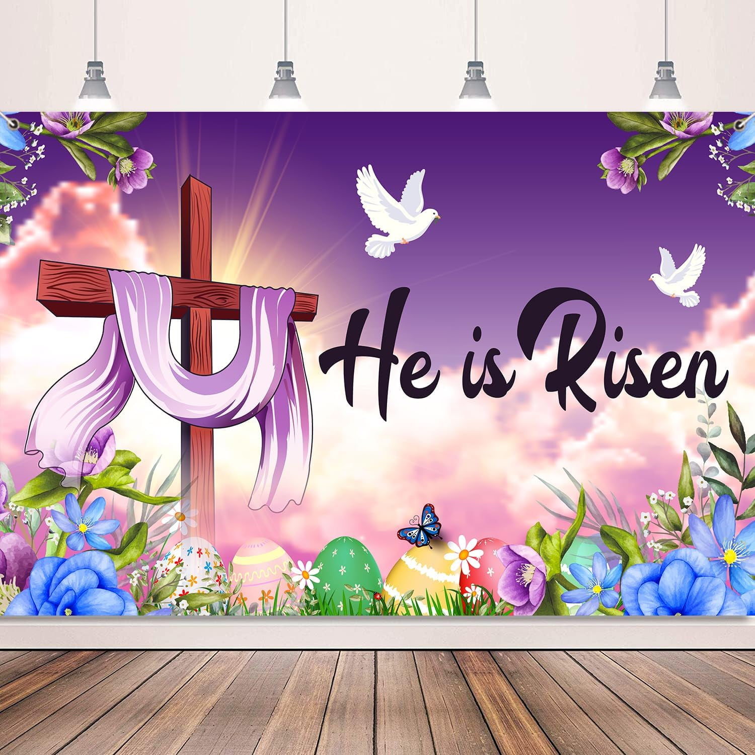 He is Risen Easter Banner Photography Backdrop 6x4Ft Happy Easter ...