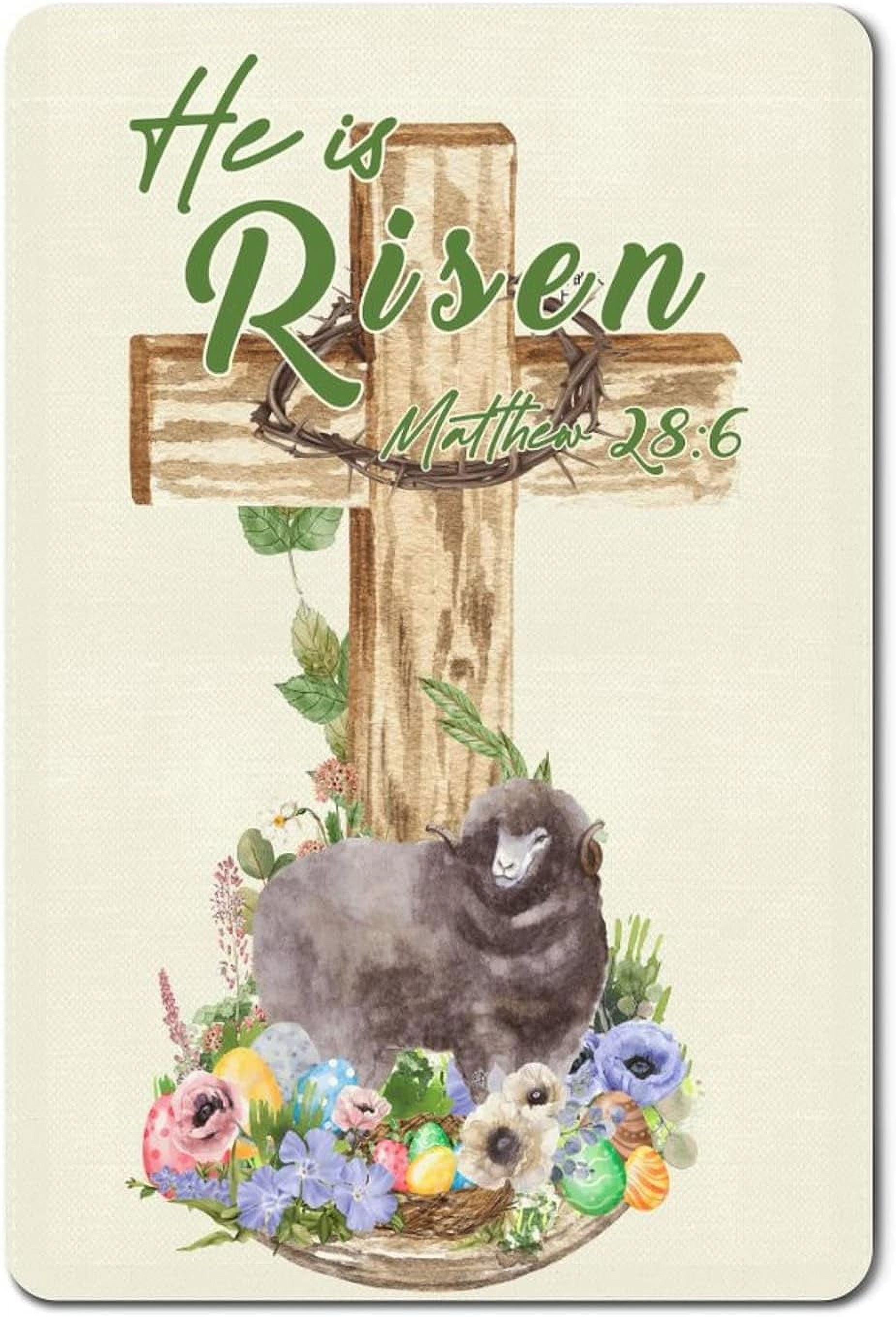 He is Risen Easter Floral Cross Vintage Metal Signs Decorative Bible ...