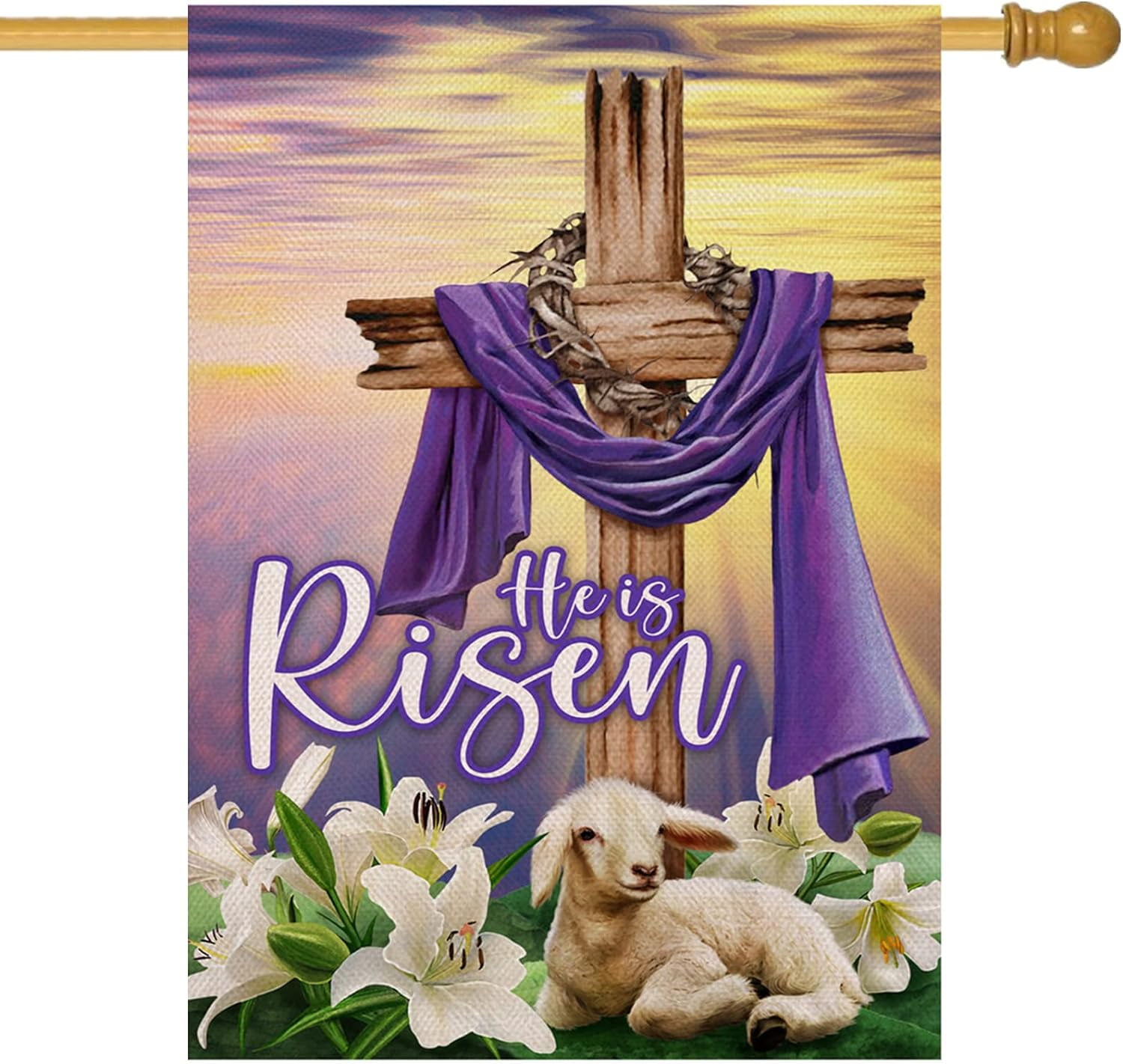 He is Risen Easter Religious Large Decorative House Flag, Cross Faith ...