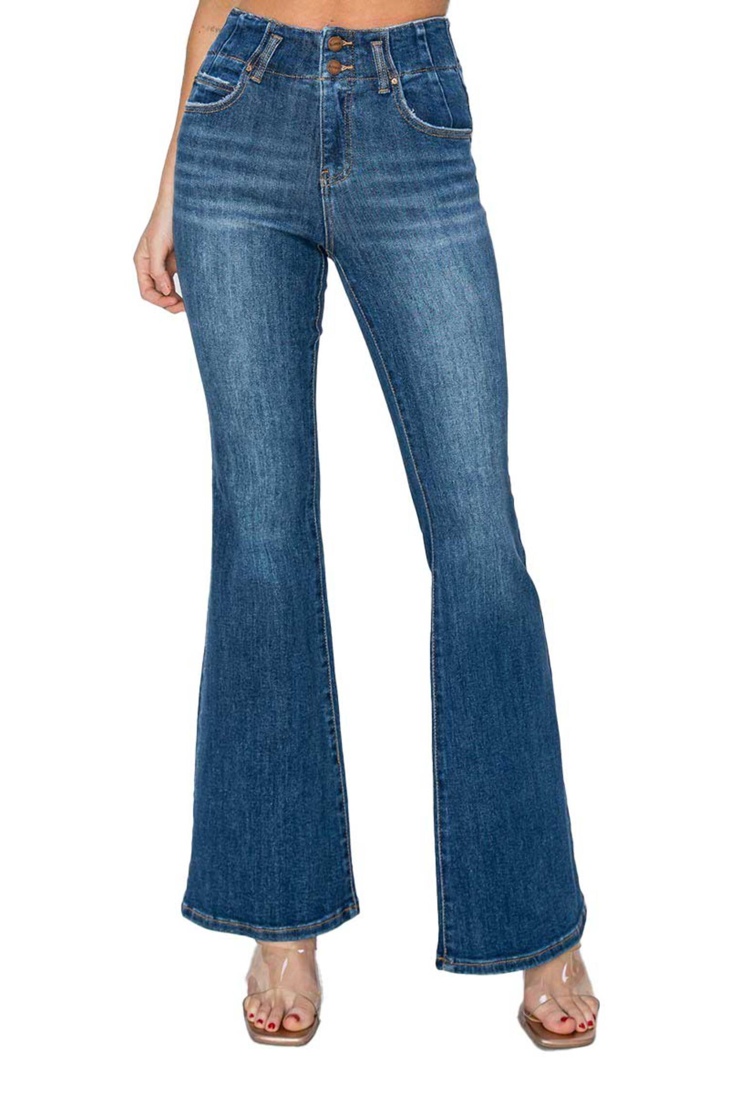 Risen Jeans - High Rise Seam Detailed Flare Jeans - RDP5668 - Walmart.com