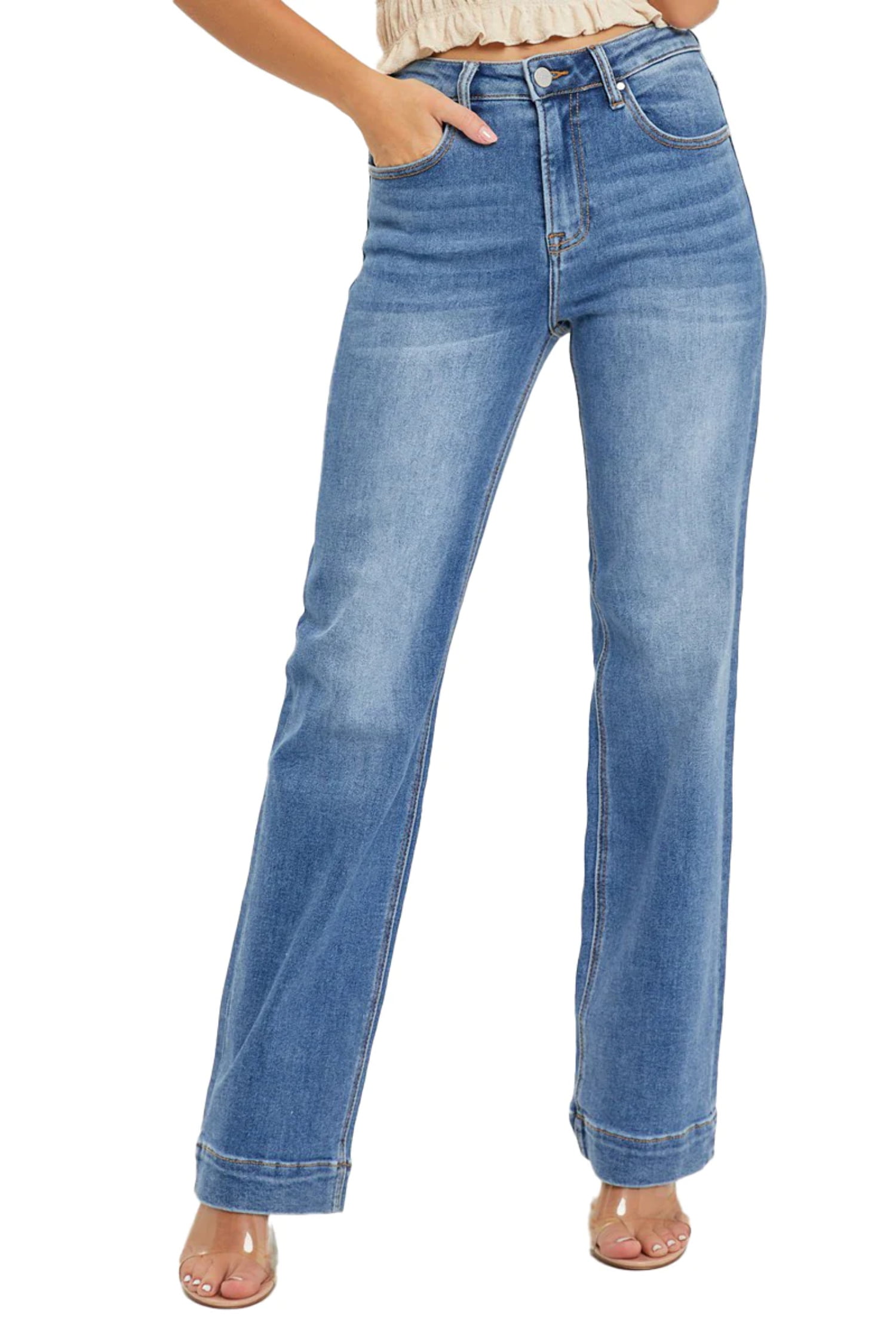 Risen Jeans - High Rise Straight Jeans - RDP5444 - Walmart.com