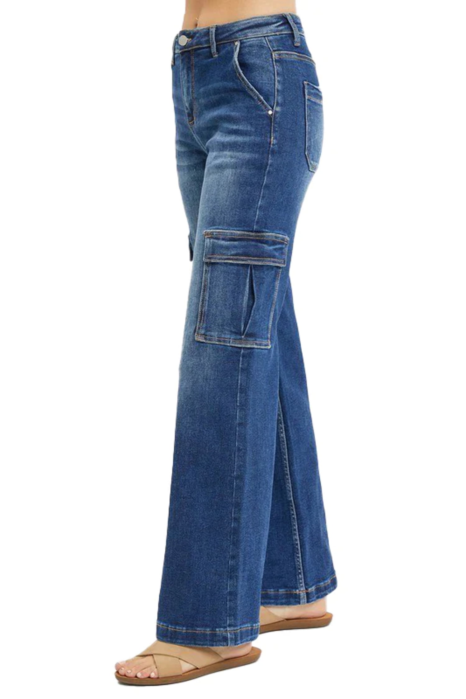 Risen Jeans - High Rise Wide Cargo Jeans - RDP5489 - Walmart.com