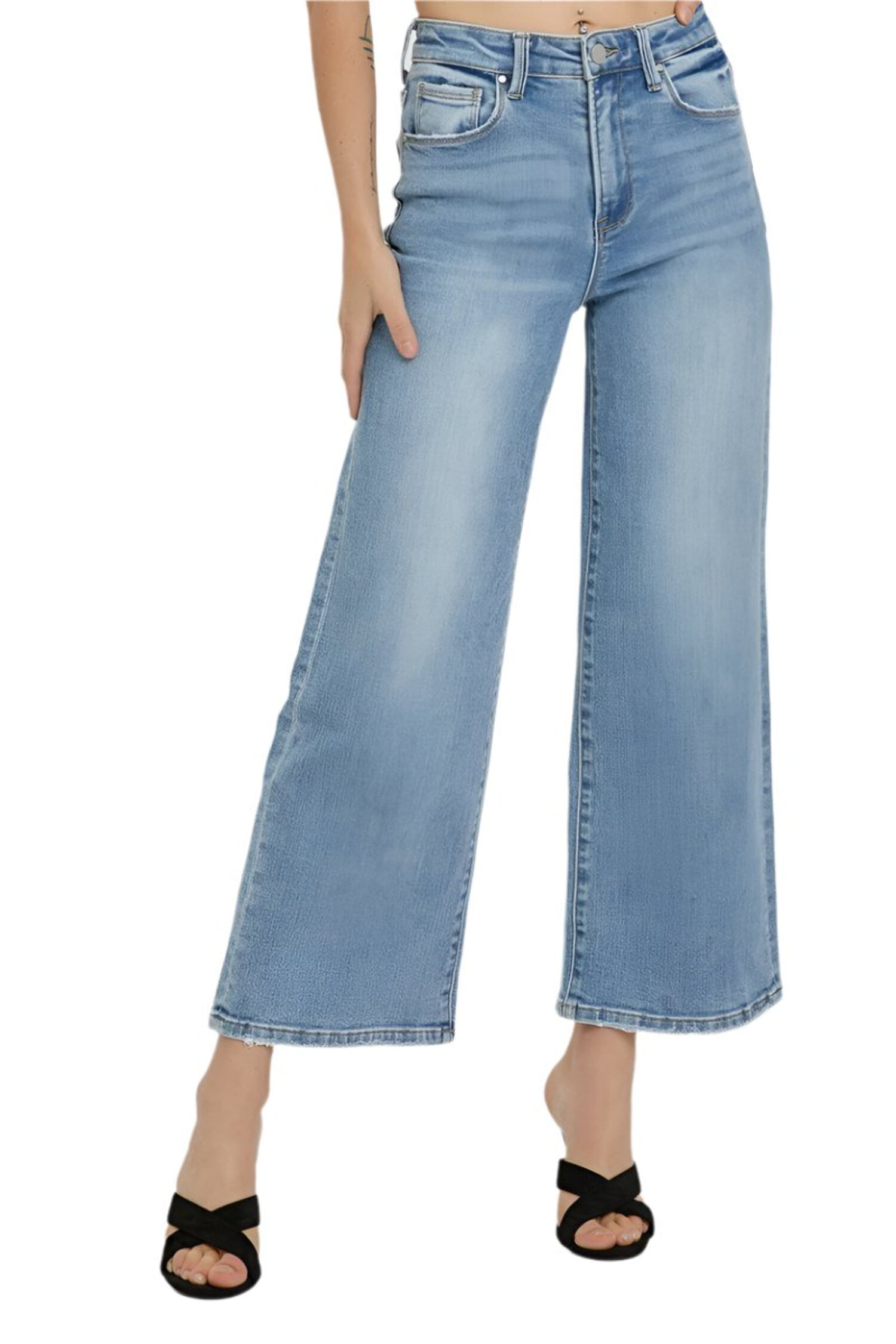 Risen Jeans - High Rise Wide Crop Jeans - RDP5531 - Walmart.com