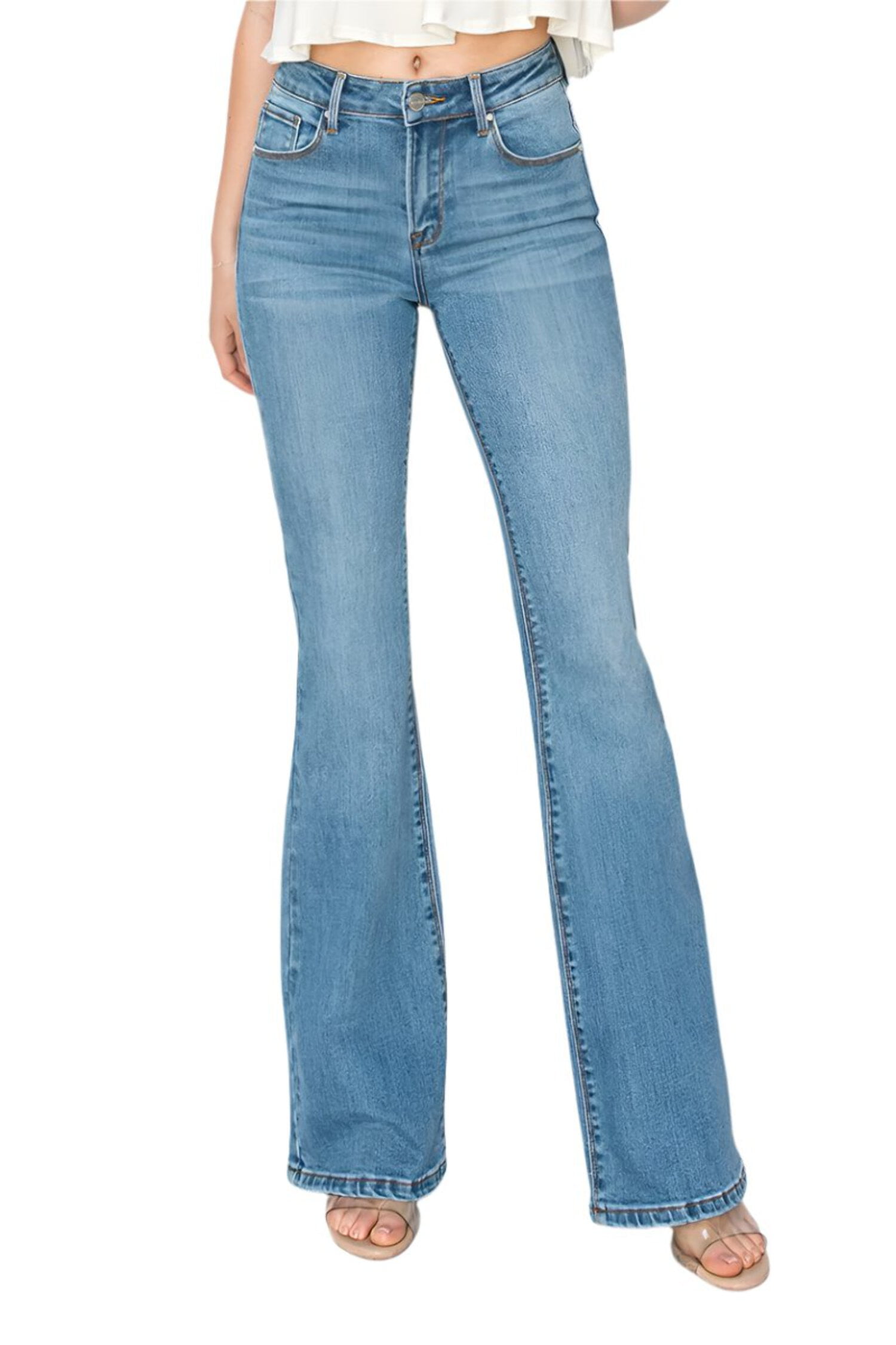 Risen Jeans - Mid Rise Basic Flare Jeans - RDP5404 - Walmart.com