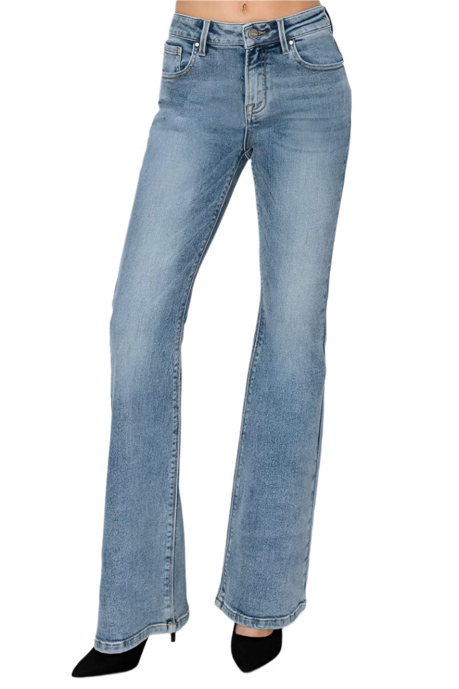 Risen Jeans - Mid Rise Basic Flare Jeans - RDP5740 - Walmart.com