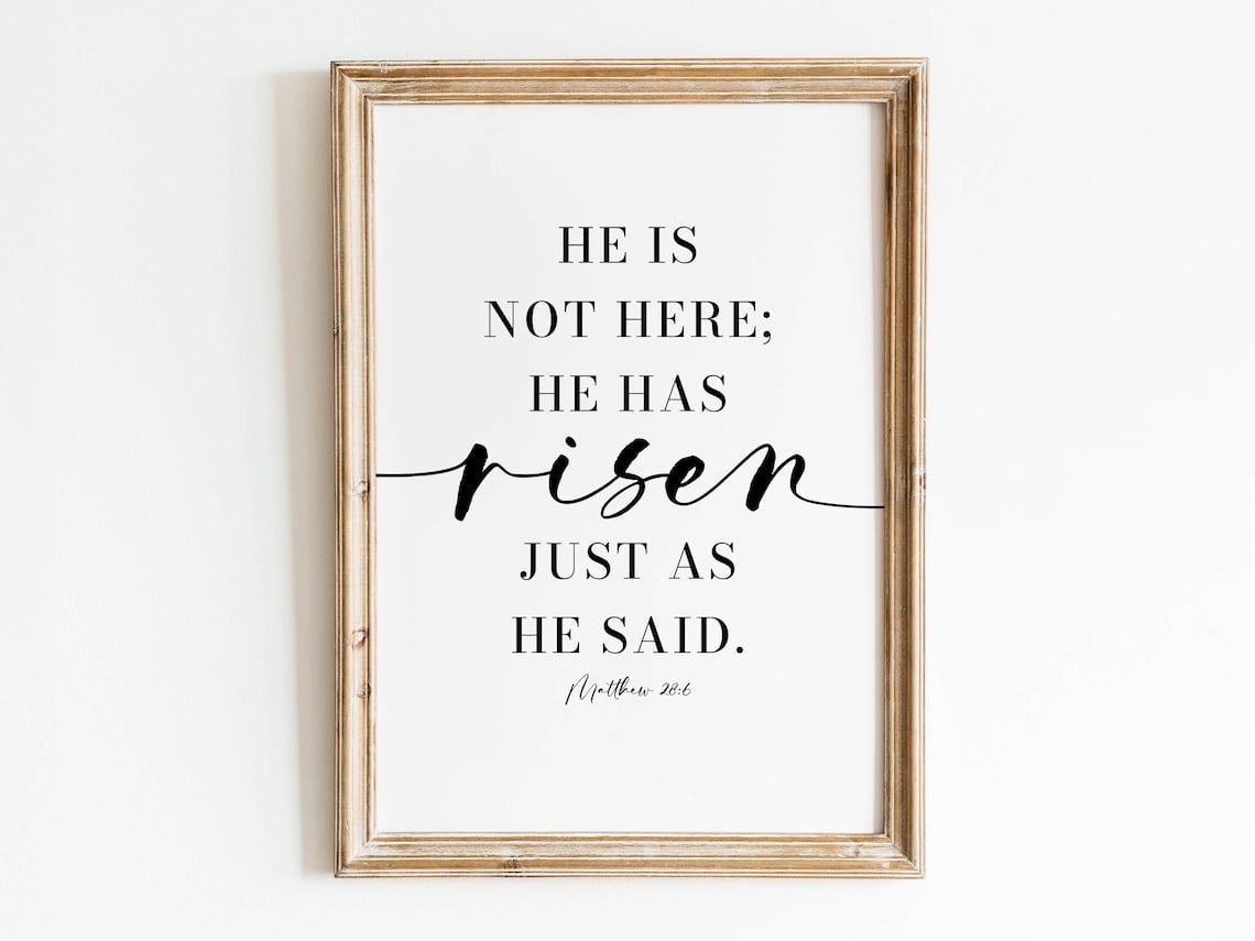 He Is Risen Jesus Resurrection Print, Matthew 28:6 Church Decor ...