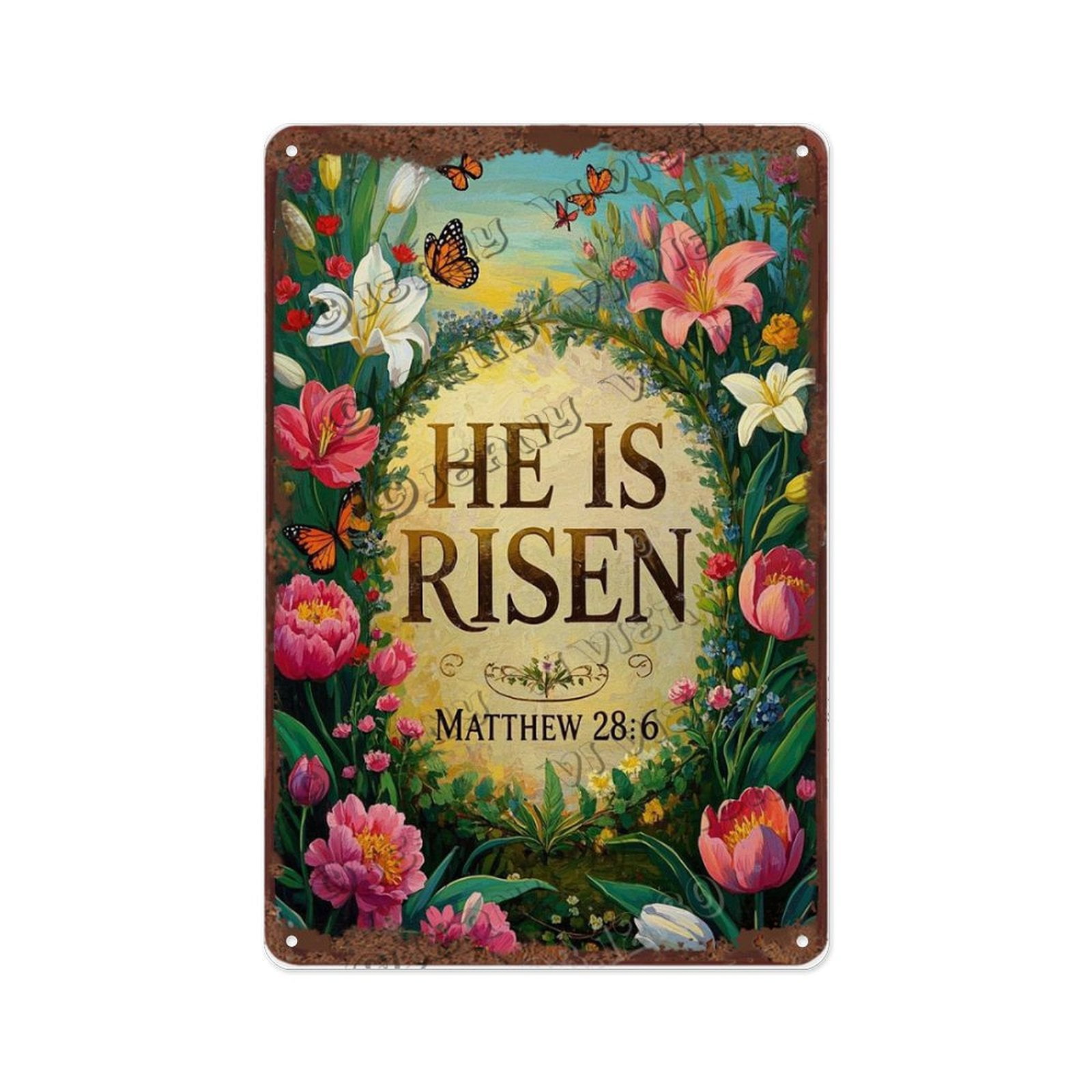 He Is Risen Matthew 28:6 Metal Sign 8x12 Inch | Inspirational Bible ...