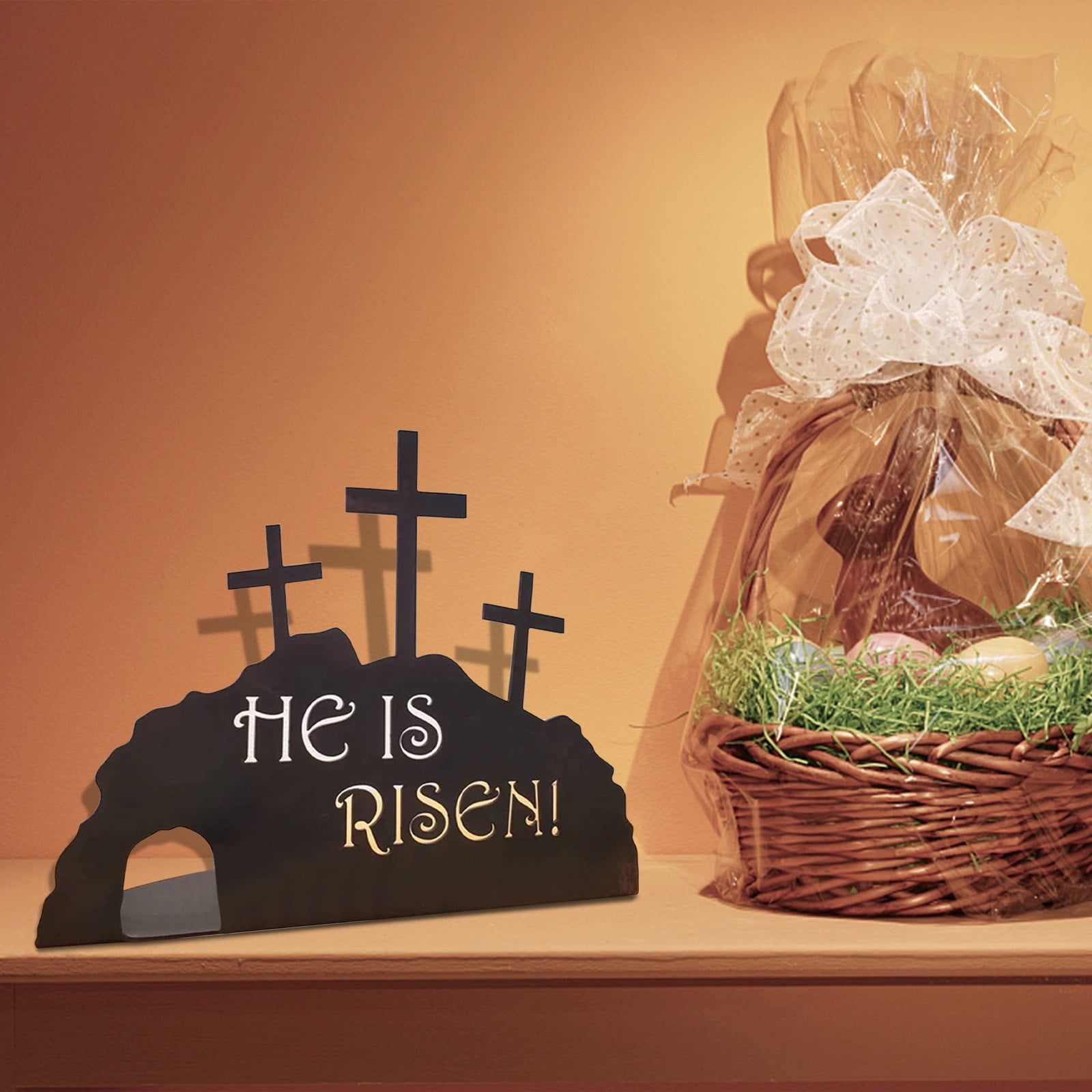 He is Risen Metal Empty Tomb Easter Scene - Easter Decoration ...