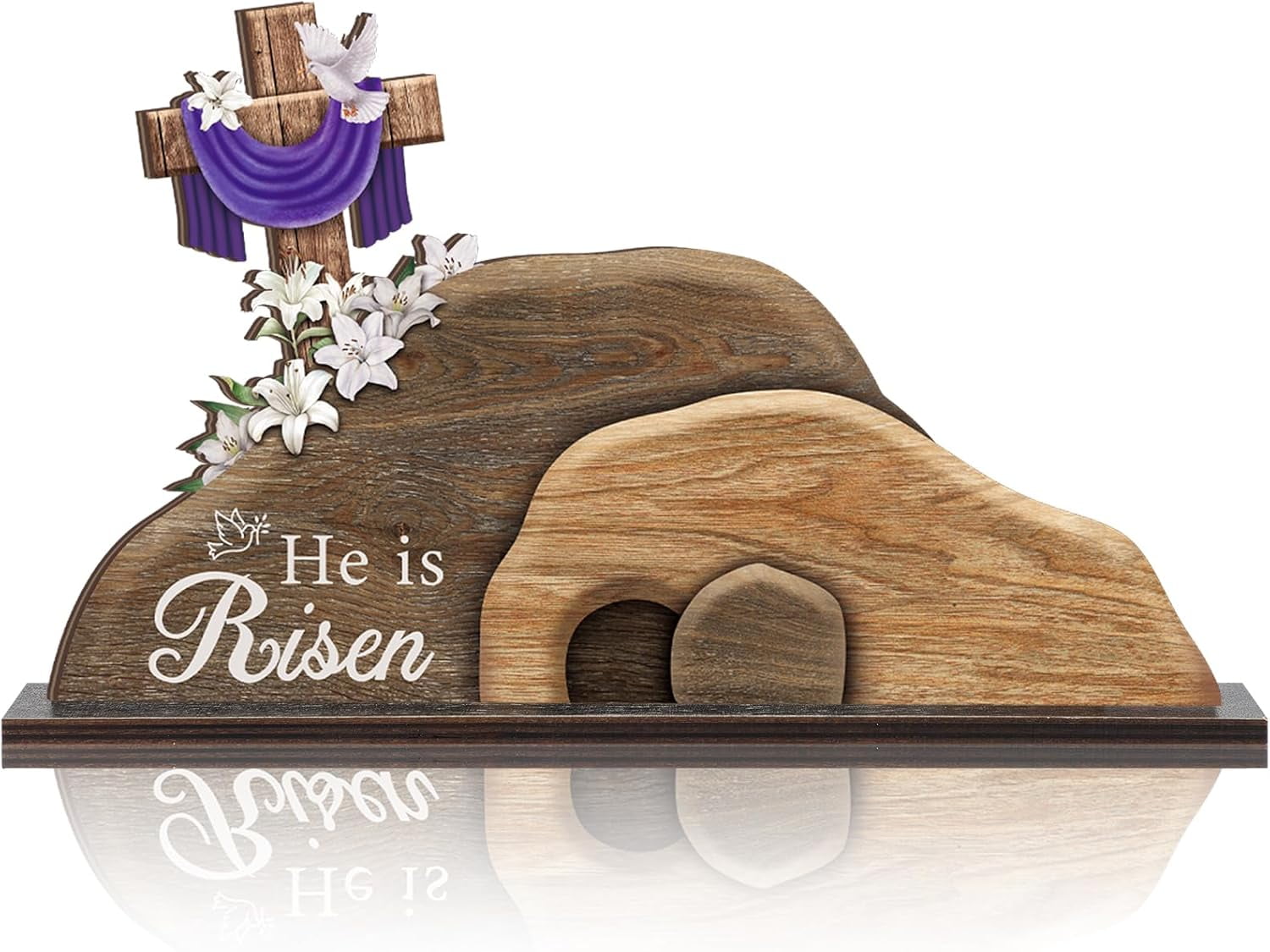 He Is Risen Tabletop Decor Religious Wooden Signs Empty Tomb Easter ...