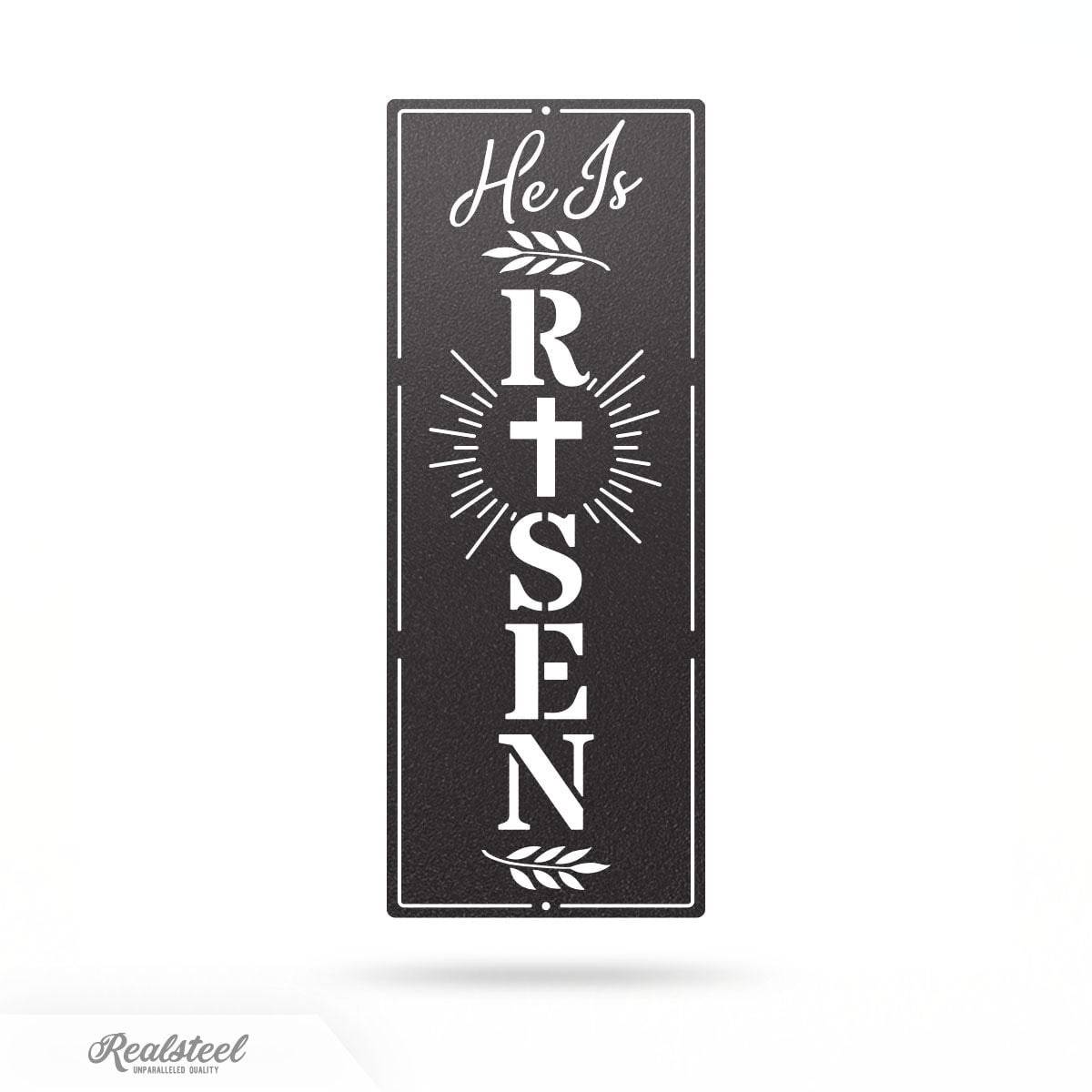 He Is Risen Vertical Metal Wall Decor – Christian Easter Cross Sign ...