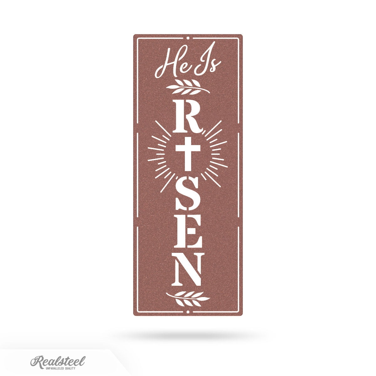 He Is Risen Vertical Metal Wall Decor – Christian Easter Cross Sign ...