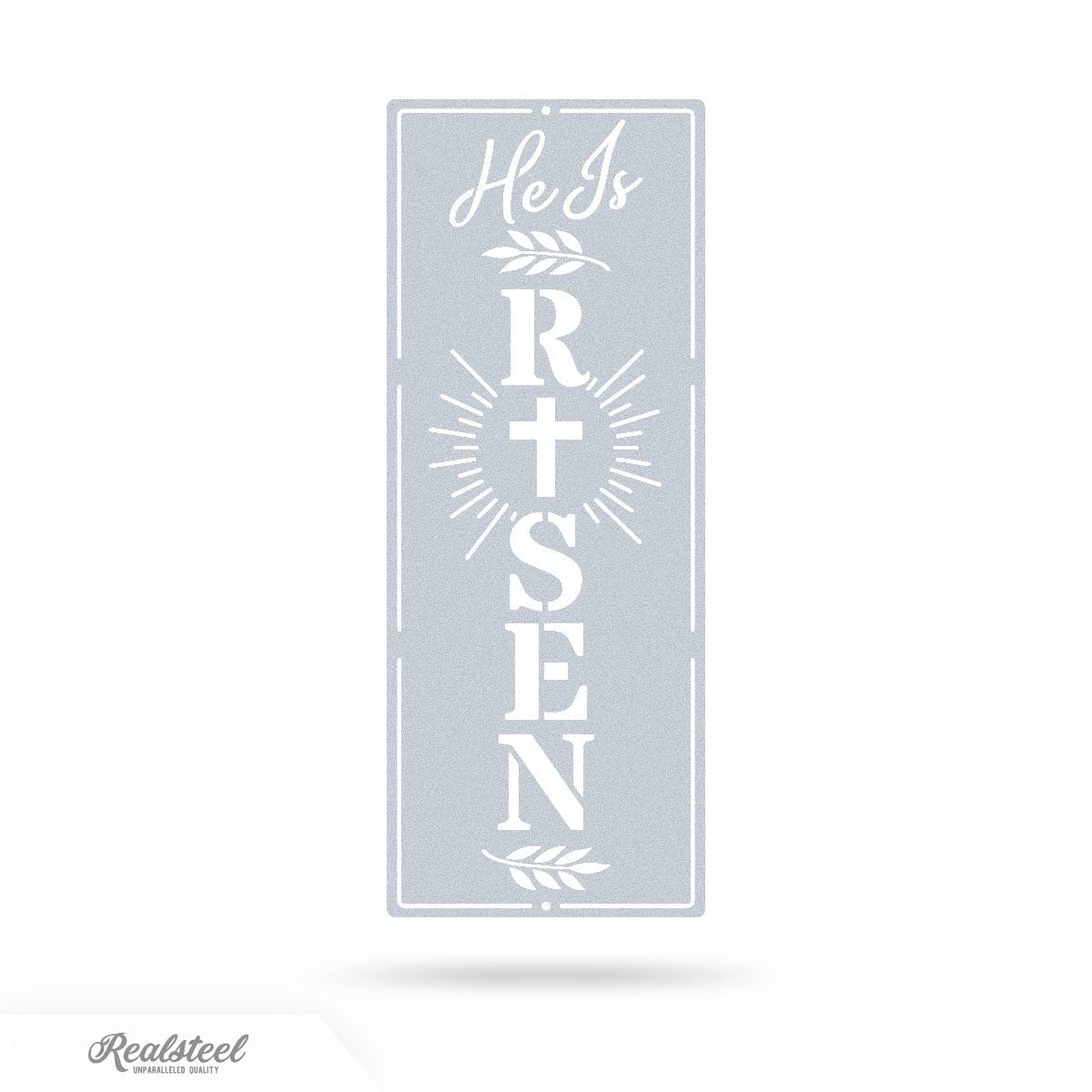 He Is Risen Vertical Metal Wall Decor – Christian Easter Cross Sign ...