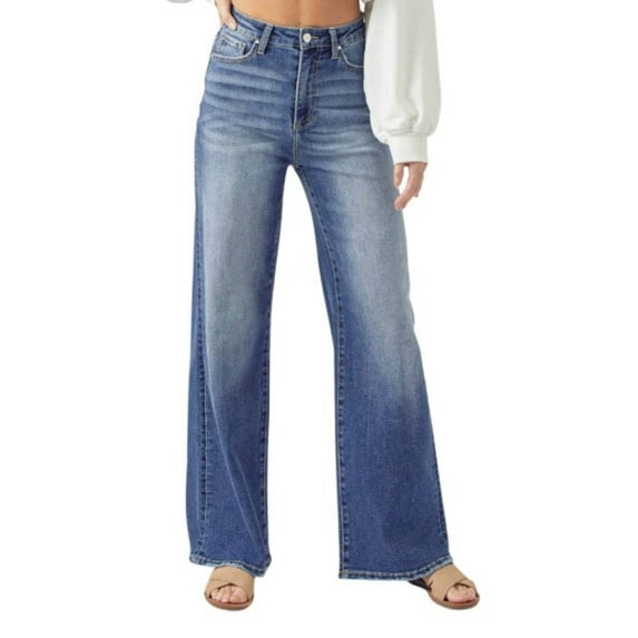 Risen Women's High Rise Wide Leg Jeans - Walmart.com