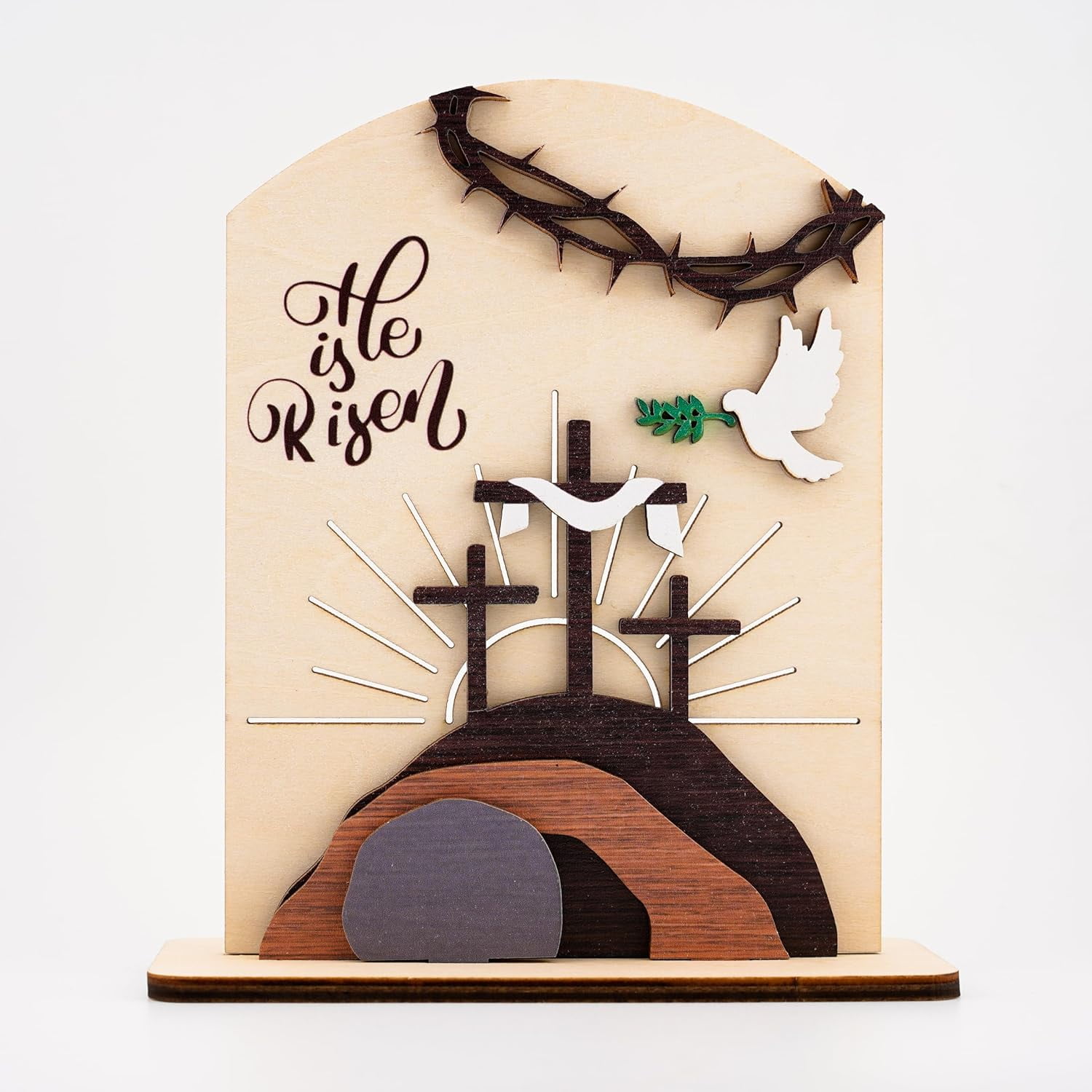 He is Risen Wooden Easter Decor – Christian Resurrection Scene with ...