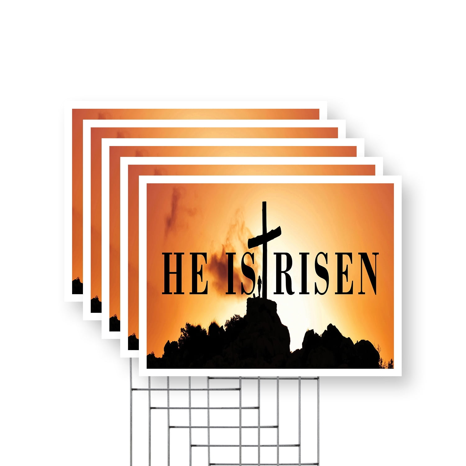 He is Risen Yard Sign 5 Pack of 12 Inch x 16 Inch Single Sided Weatherproof Heavy-Duty Plastic ...