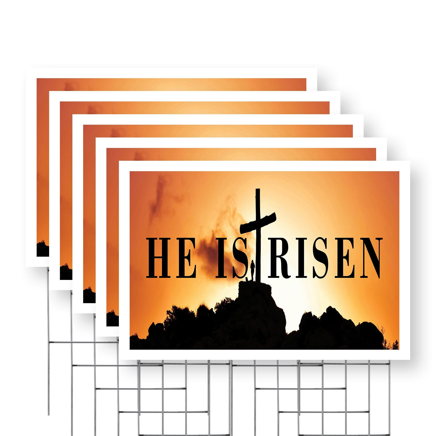He is Risen Yard Sign 5 Pack of 24 Inch x 36 Inch Double Sided ...