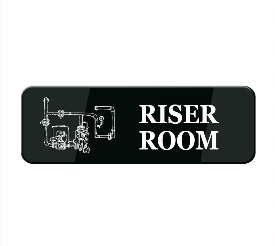 Riser Room Sign, Signage White/Black Plastic Acrylic, 10" X 3' With ...