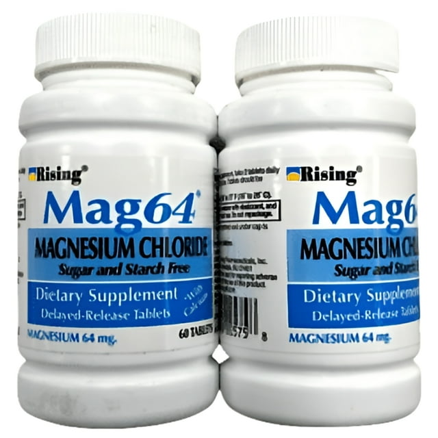 Rising Mag 64 Slow Magnesium Chloride w/ Calcium 60 Tabs ( 2 pack ...