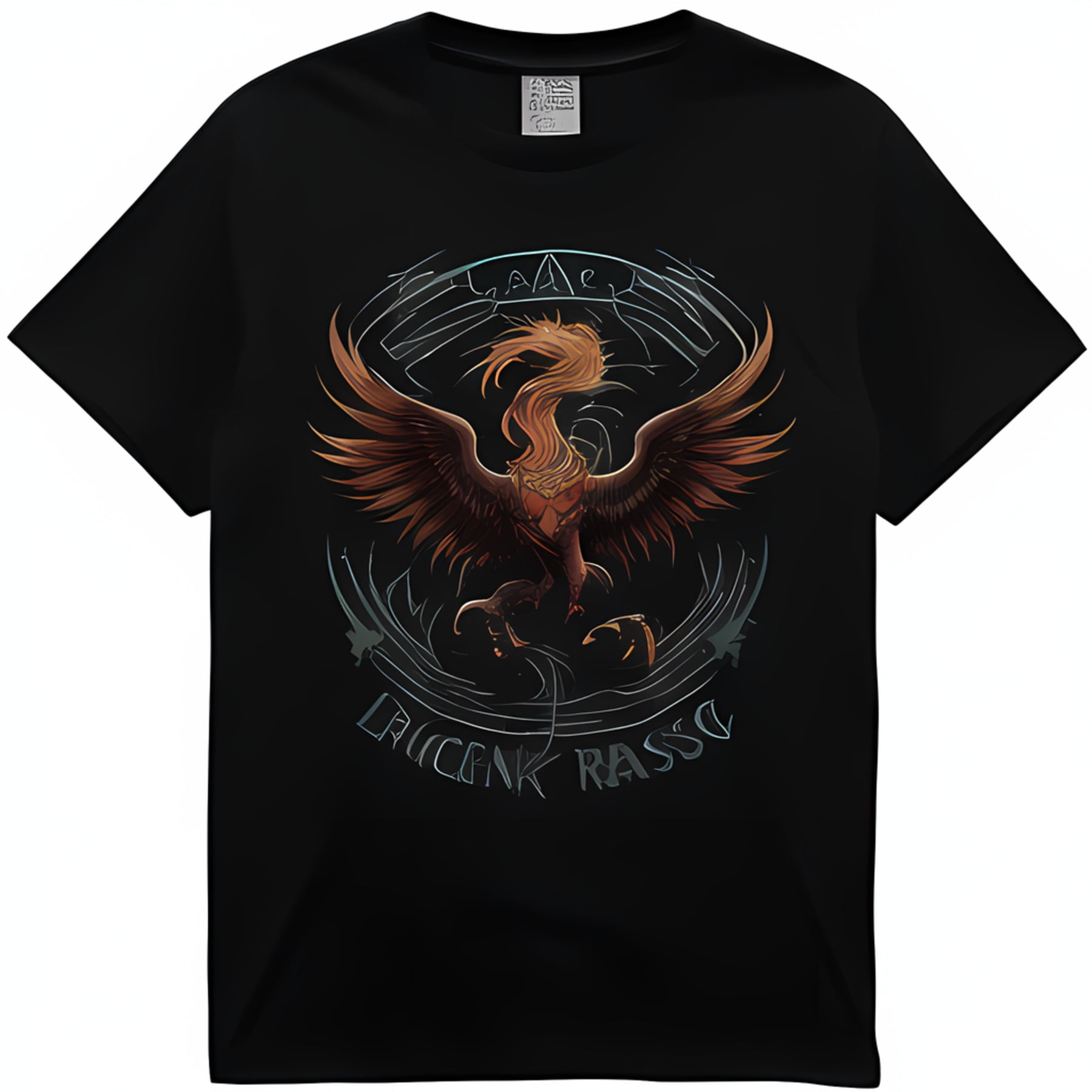Rising Phoenix Fantasy T-Shirt with Ancient Runes and Mystical Symbols ...