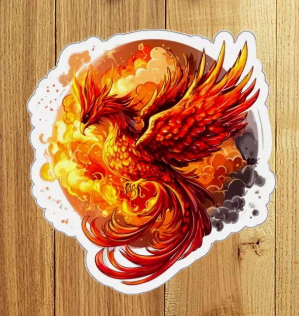 Rising Phoenix Fire Stickers Dramatic Flame Smoke Scene Illustration ...
