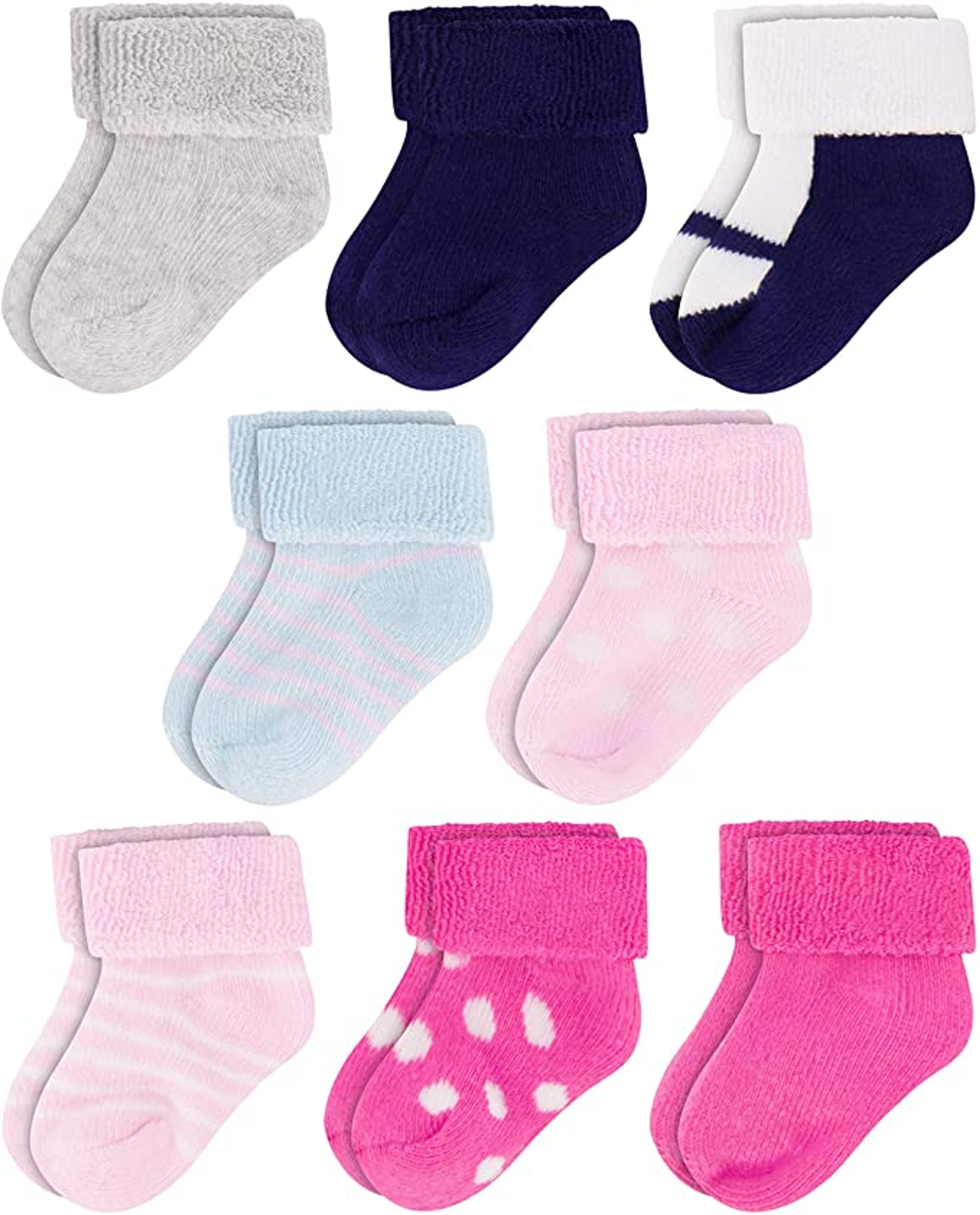 Rising Star Unisex Infant Cotton Terry Crew Baby Socks, 0-12 Months (8 ...