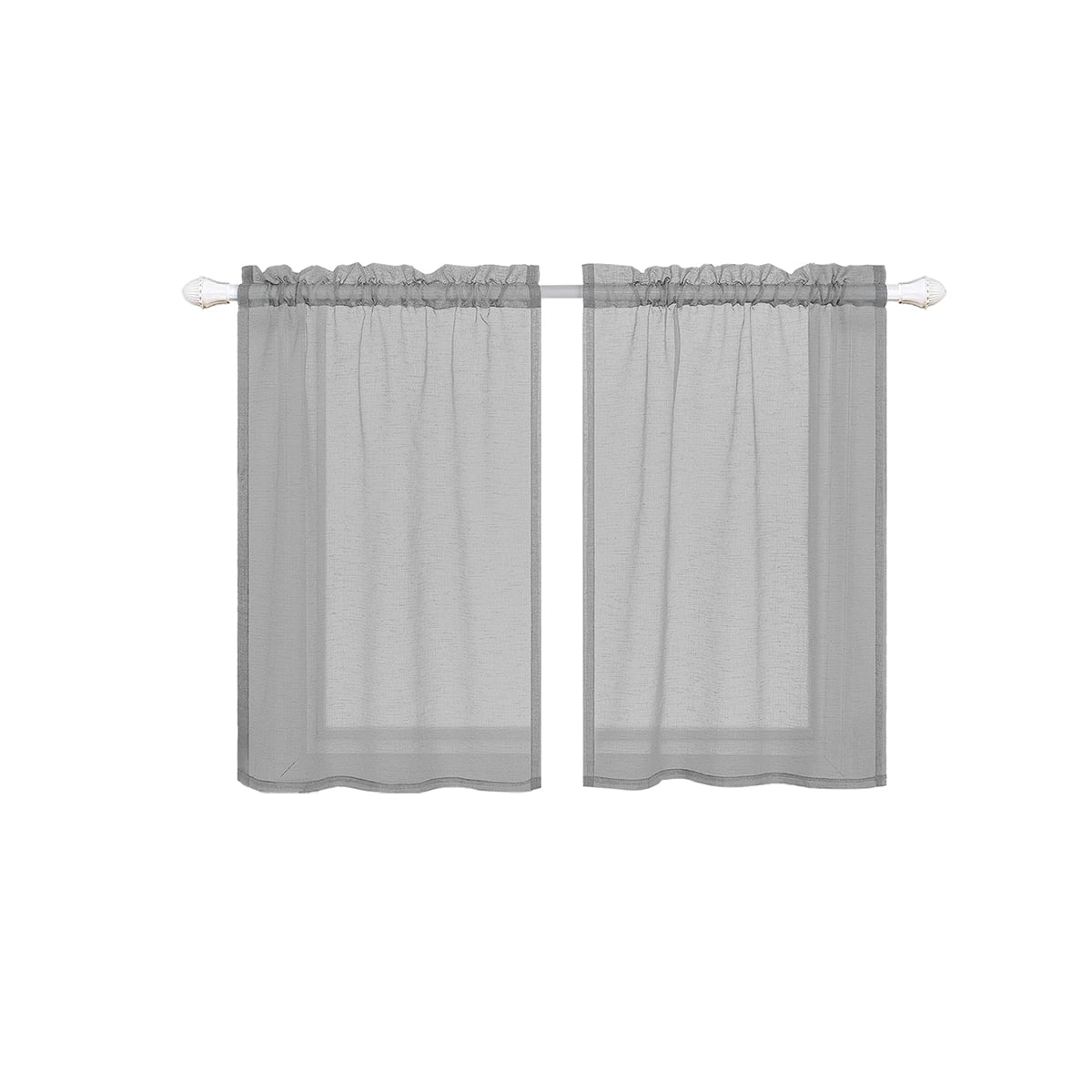 RisingPro 1/2 Panel Waterproof Short Sheer Tier Curtain Rod Pocket ...