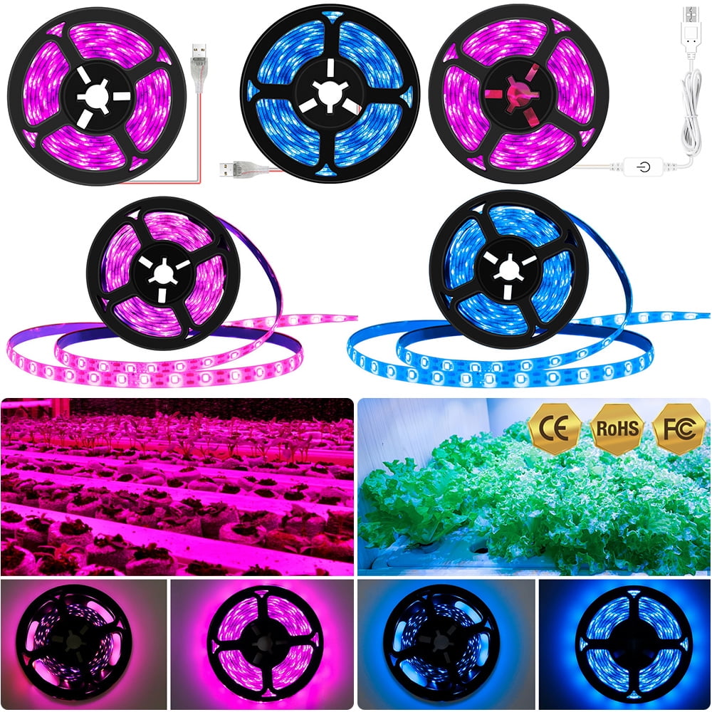RisingPro Plant Grow LED Strip Light 0.5M-3M 30-180LEDs 5V Flexible ...