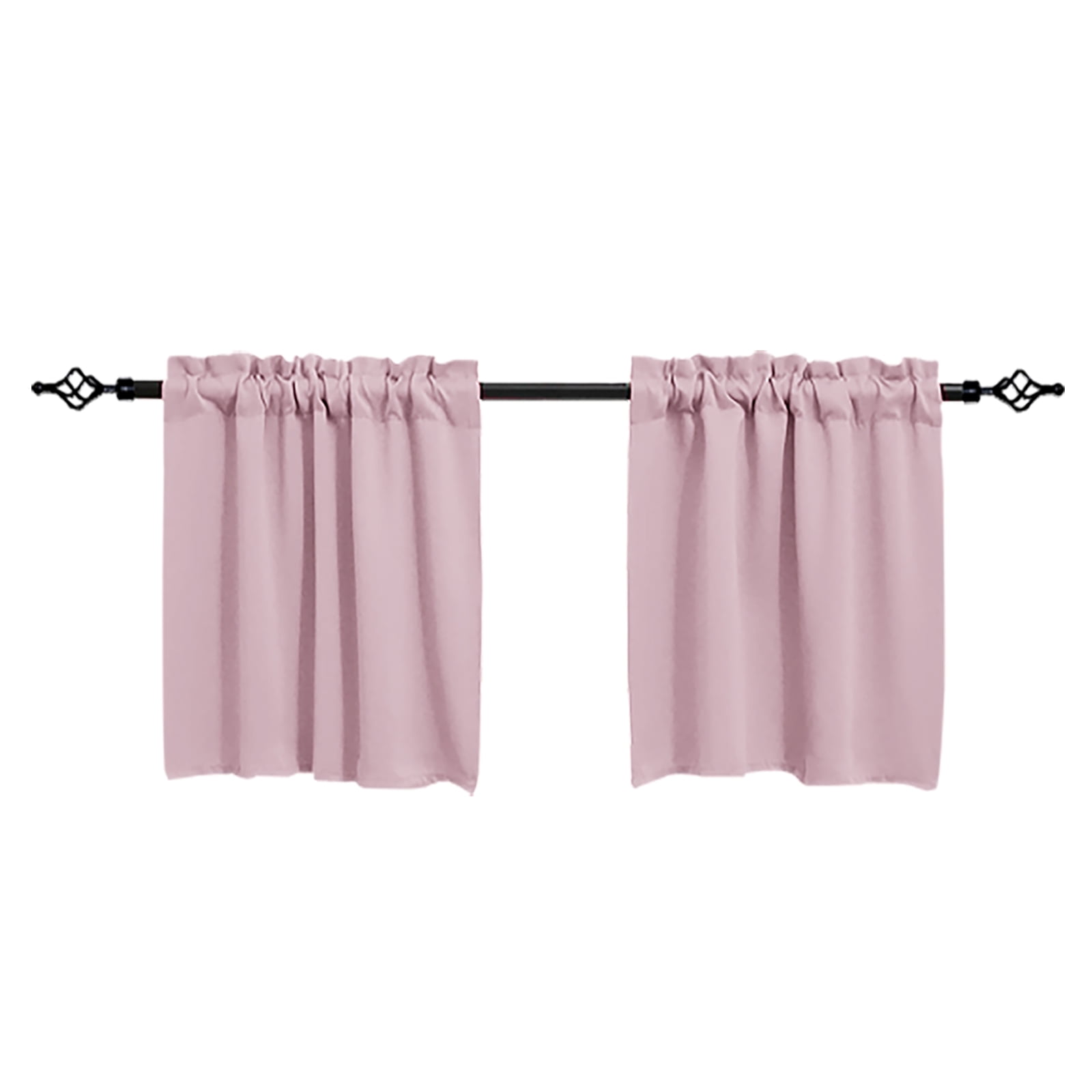 RisingPro Solid Blackout Tier Curtains Rod Pocket Kitchen Window Short ...