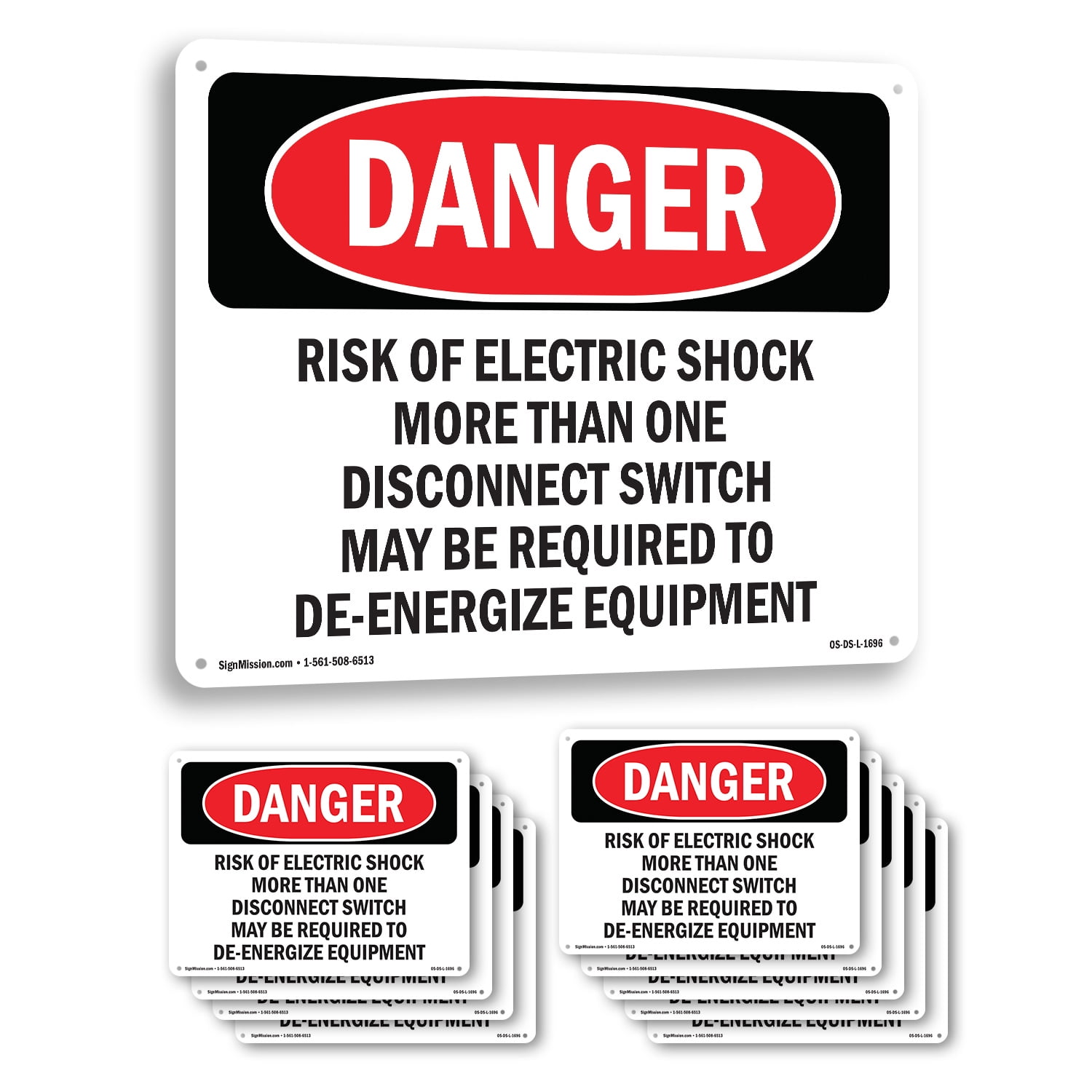 Risk Of Electric Shock More Than One OSHA Danger Aluminum Sign 18 Inch ...