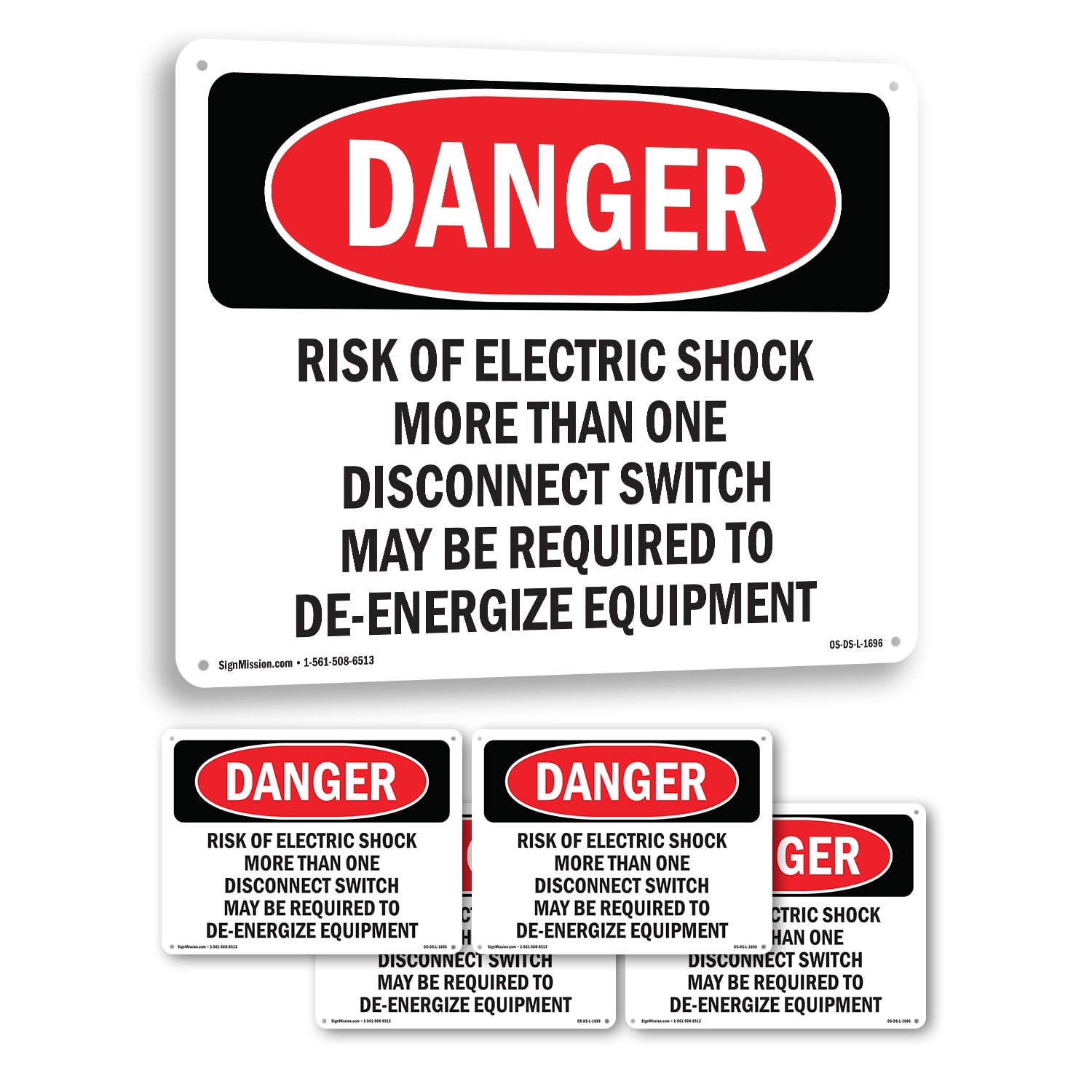 Risk Of Electric Shock More Than One OSHA Danger Aluminum Sign 24 Inch ...