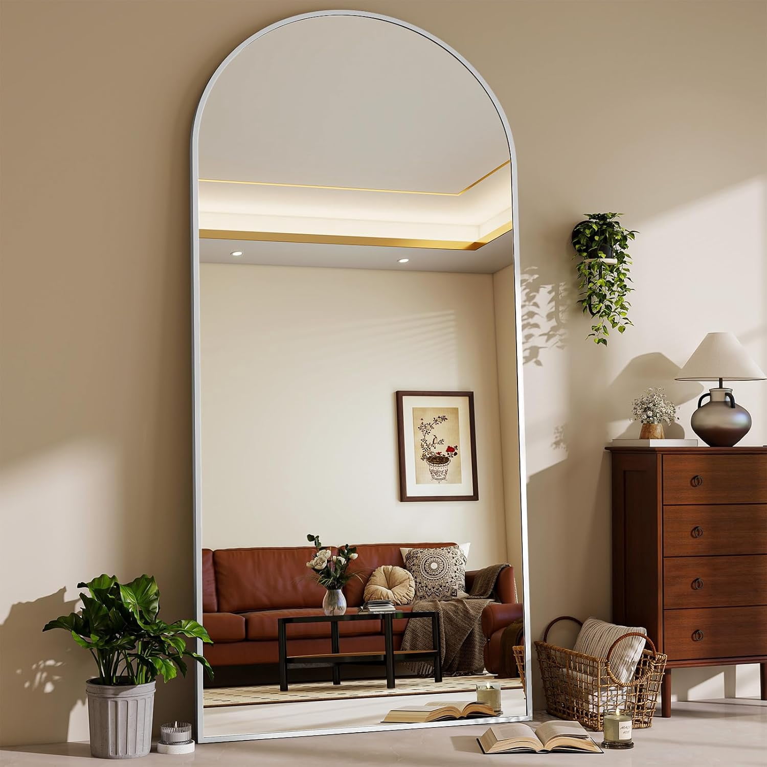 Riskioir 56" x 21" Arch Full Length Mirror - Floor Full Body Mirror ...
